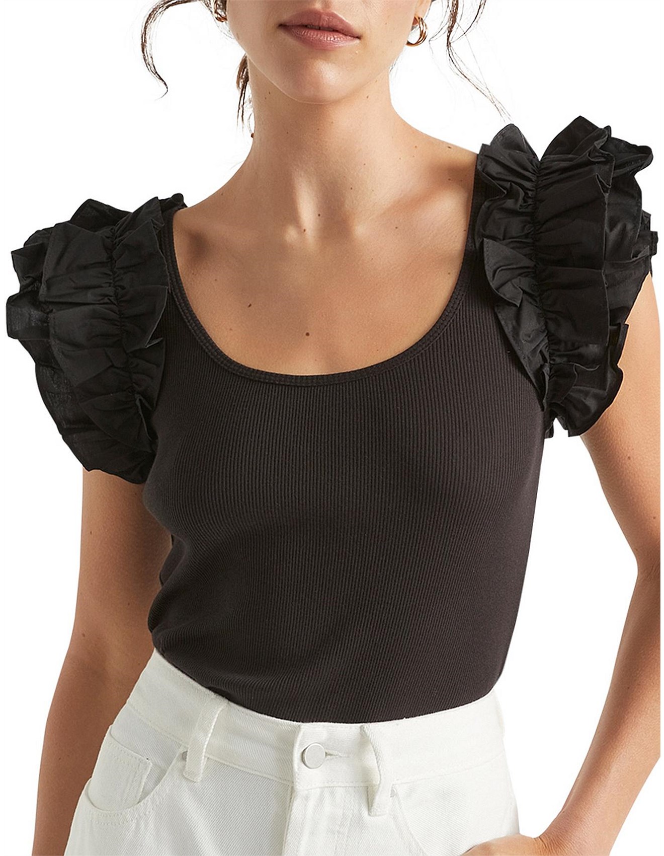 Seed Heritage Poplin Ruffle Detail Tank | David Jones