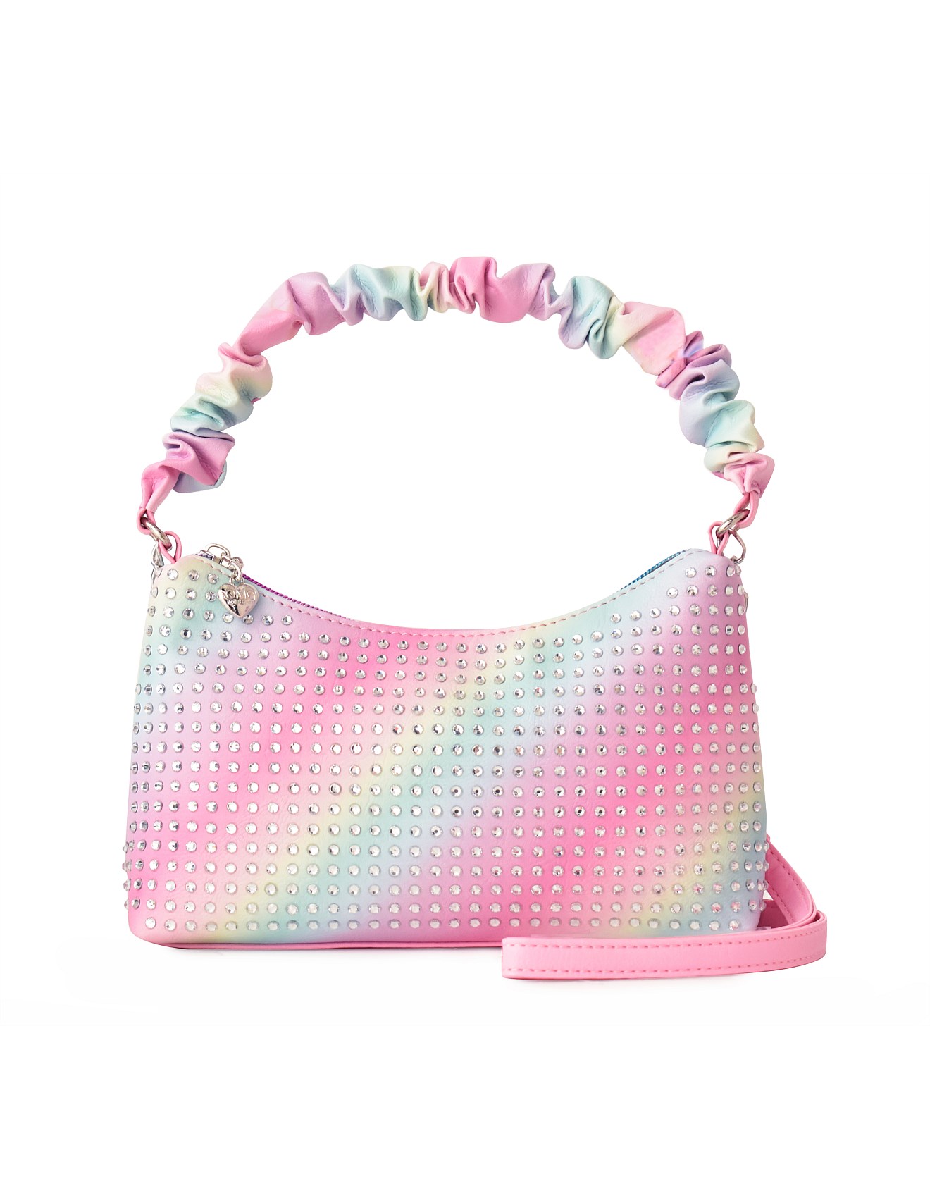 Omg Accessories Rhinestone Ombre Top Zip Crossbody With Ruffle Handle ...