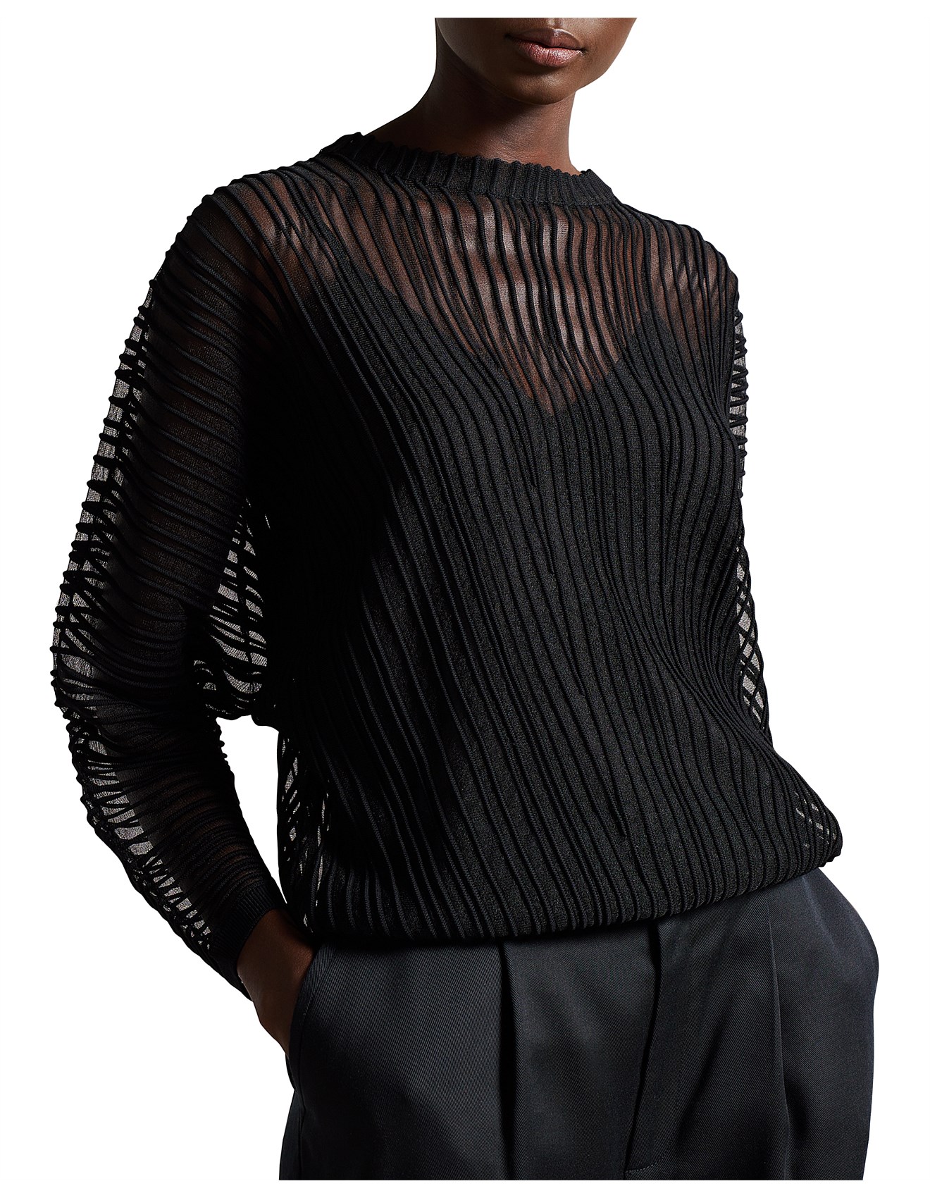 Ted Baker Nellay Sheer Striped Engineered Knit | David Jones