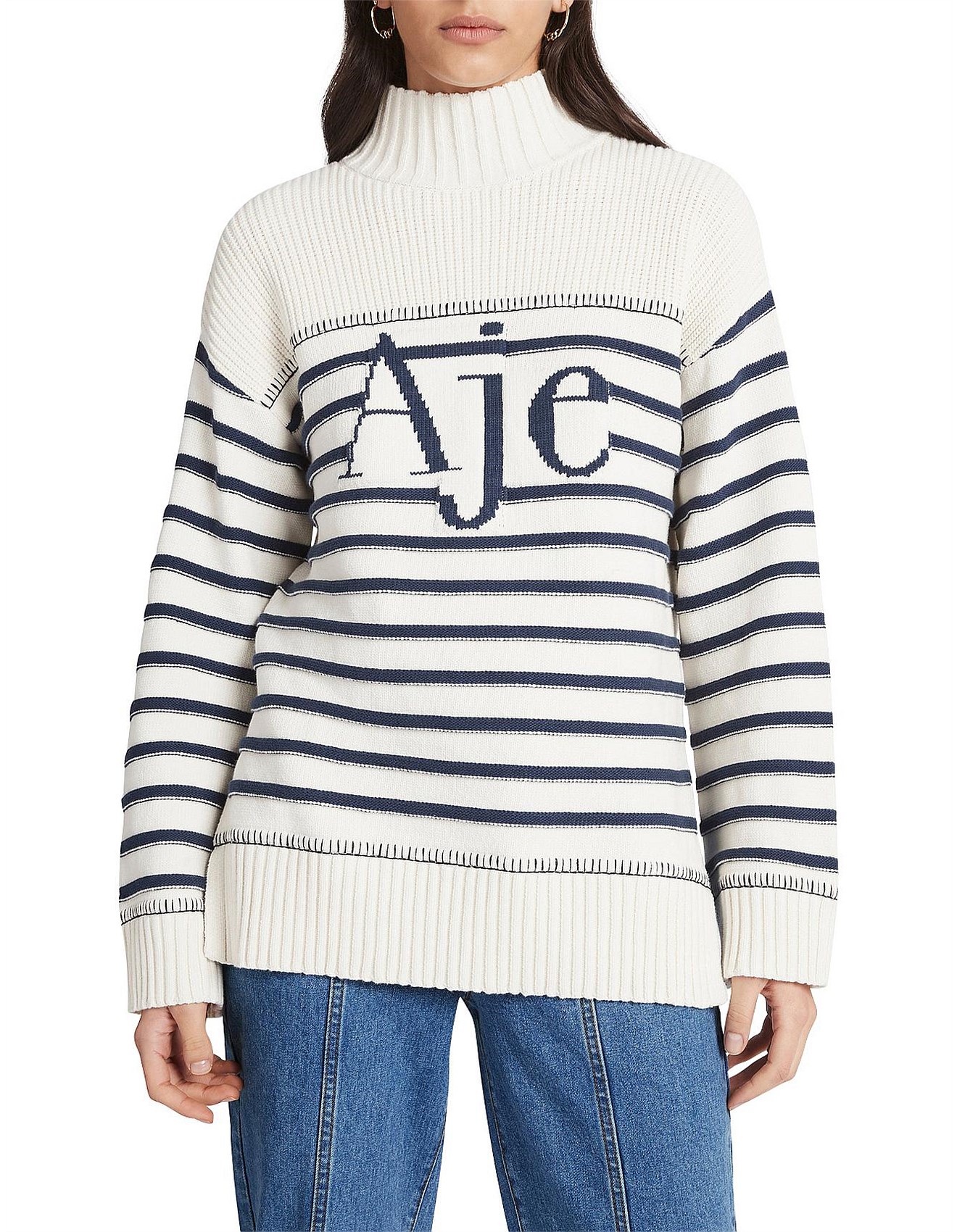 Aje Ernestine Striped Knit Jumper | David Jones