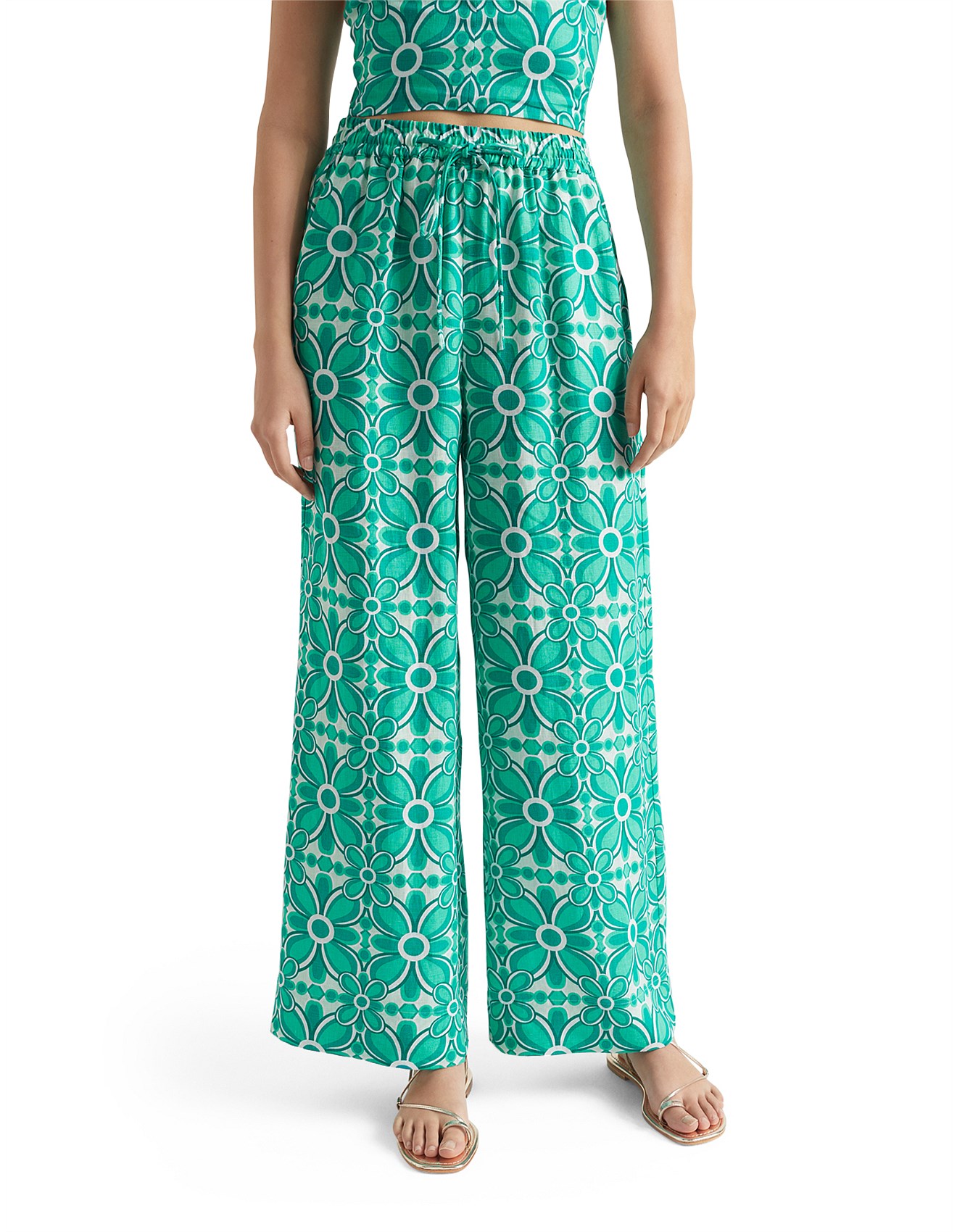 Seed Heritage Linen Retro Wide Leg Pant | David Jones