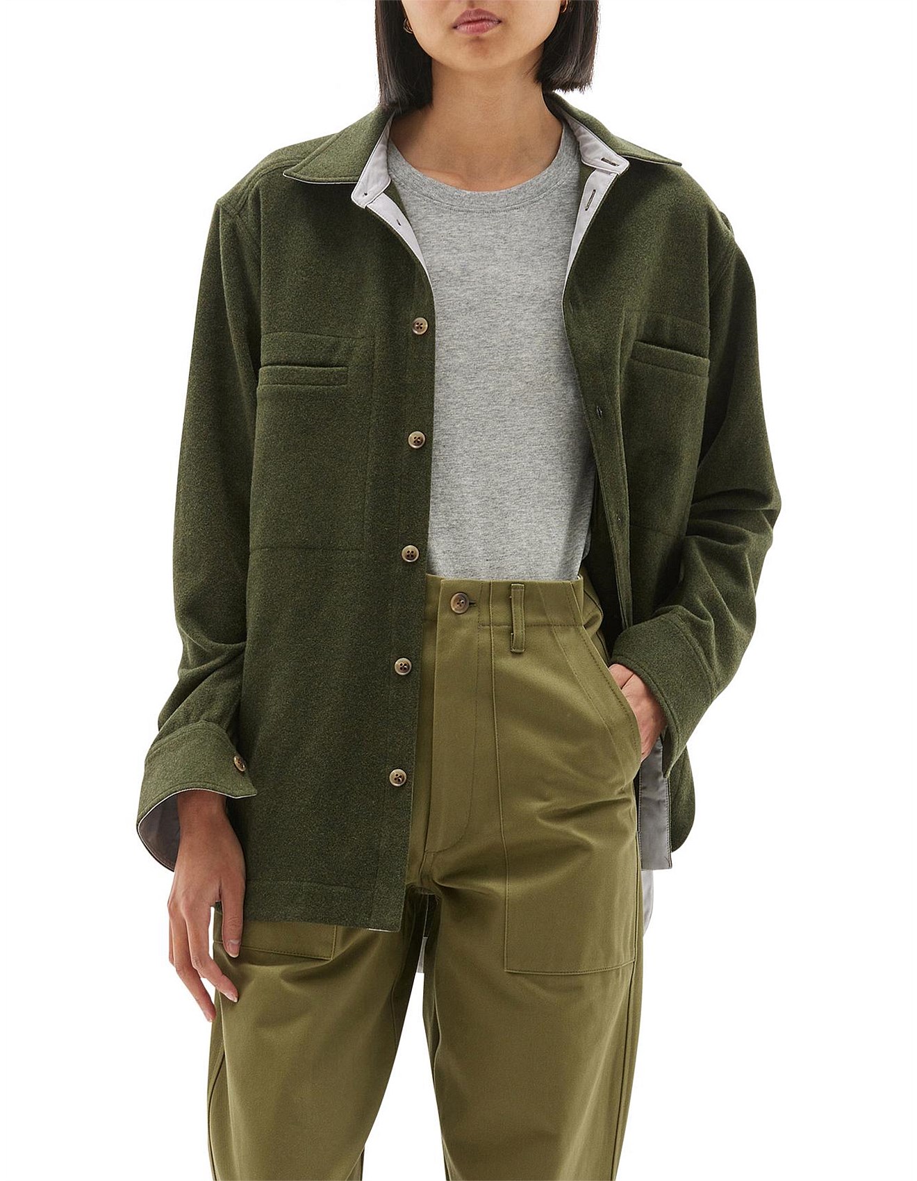 Bassike Wool Felt Overshirt | David Jones