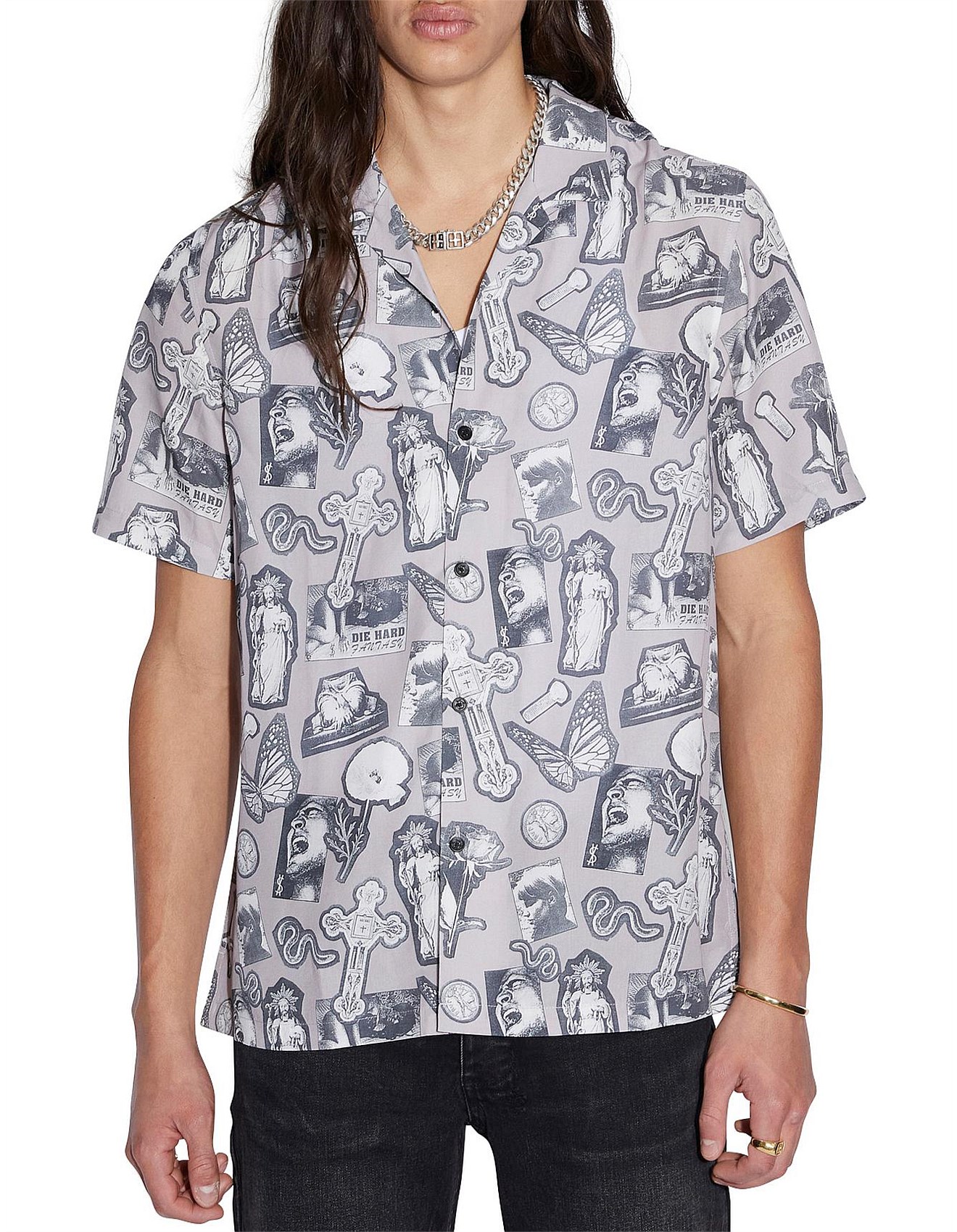 Ksubi Kut Out Resort Short Sleeve Shirt Silt | David Jones