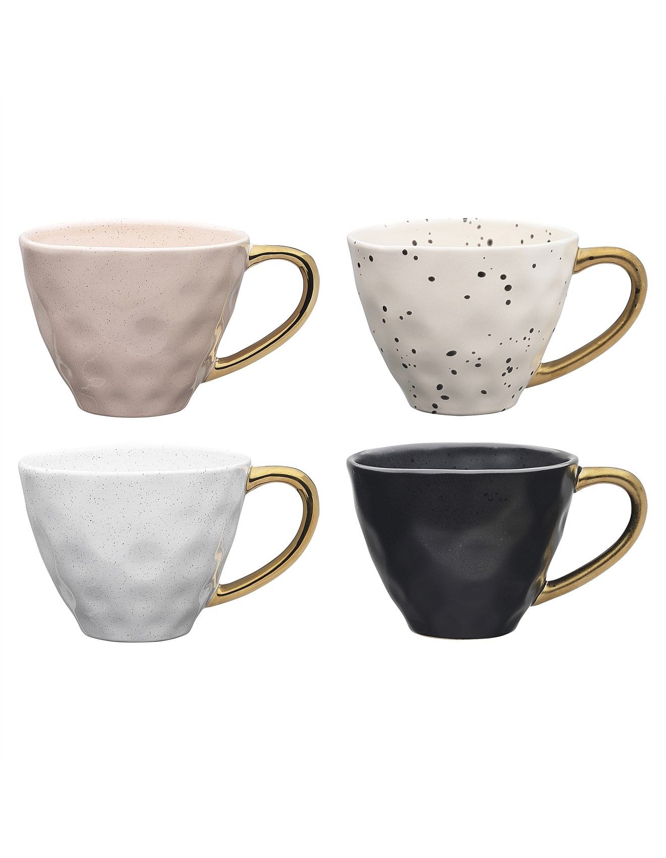 Ecology Speckle Set 4 Mugs Gold Handle 380ml | David Jones