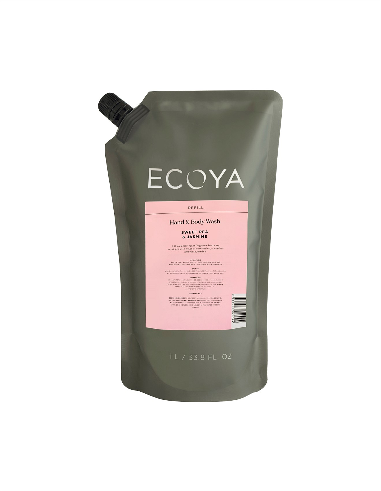 Ecoya Sweet Pea & Jasmine Hand & Body Wash Refill 1l | David Jones