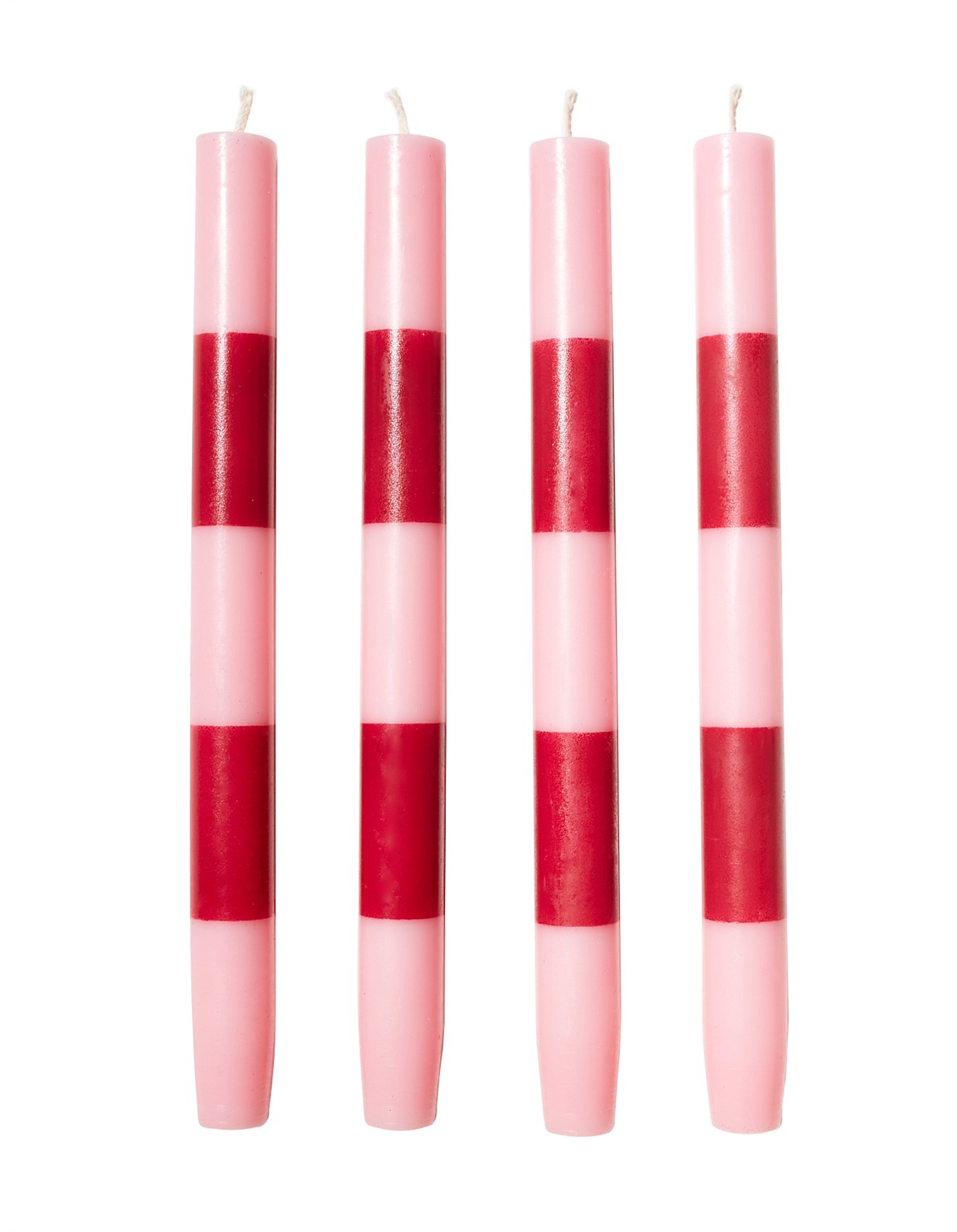 Fazeek Striped Dinner Candle -Pink + Maroon. Set Of 4 | David Jones