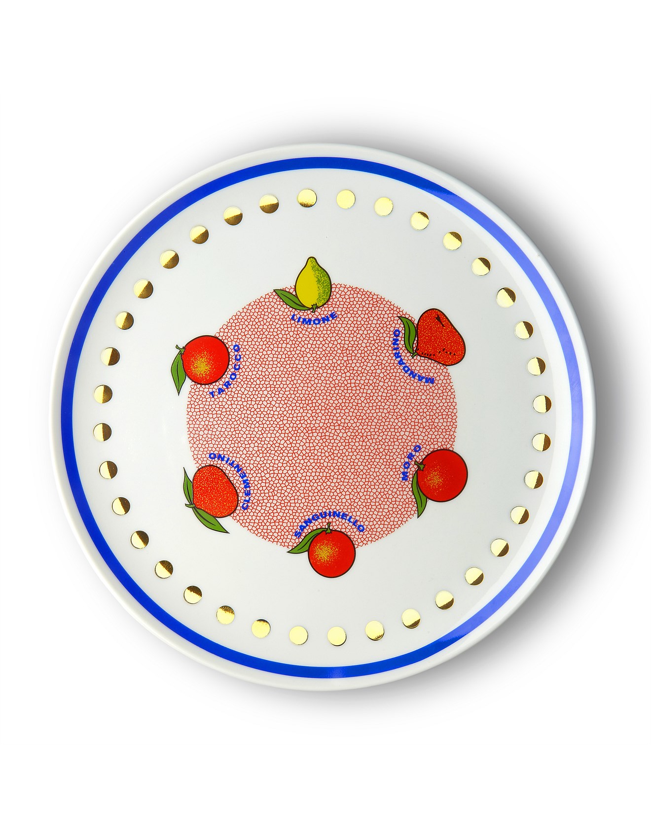 Bitossi Bel Paese Round Platter Citrus Fruits W Gold Rim 32cm | David Jones