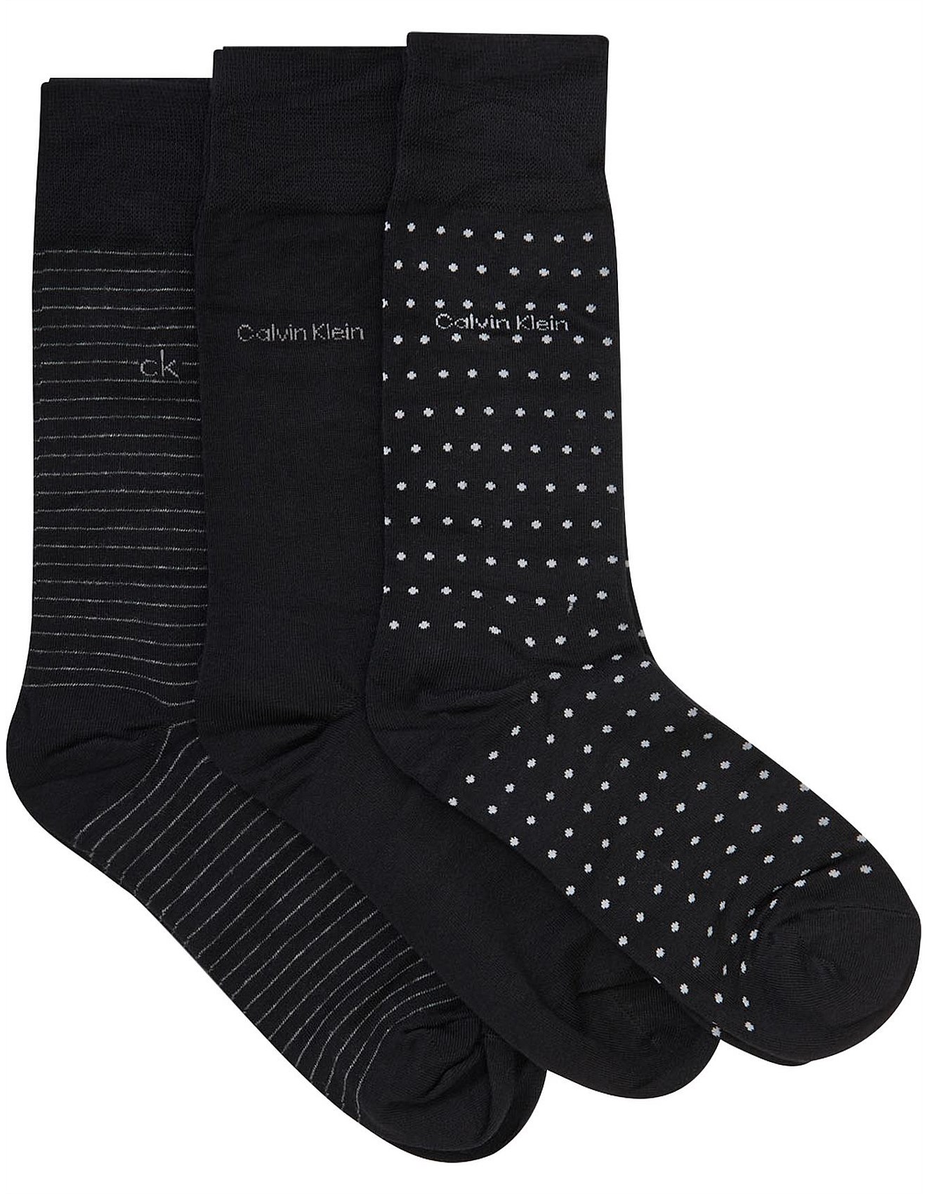 Calvin Klein Ck Mens 3 Pack Dress Crew Socks Gift Box | David Jones