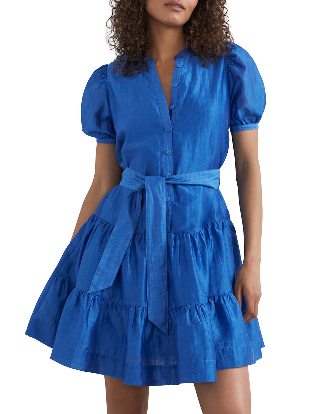 French Connection Linen Puff Sleeve Dress | David Jones