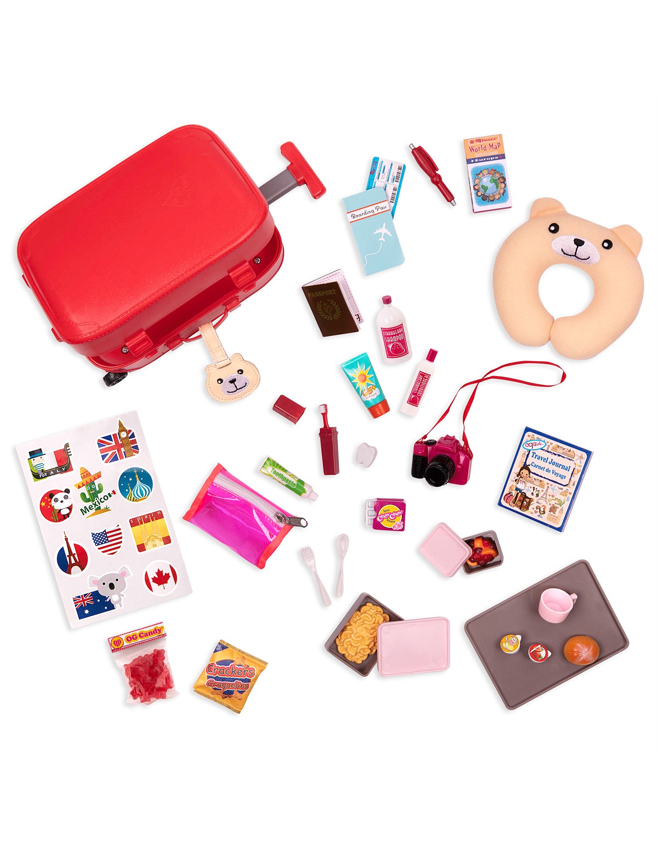 Our Generation Luggage Set With Bear Neck Pillow | David Jones