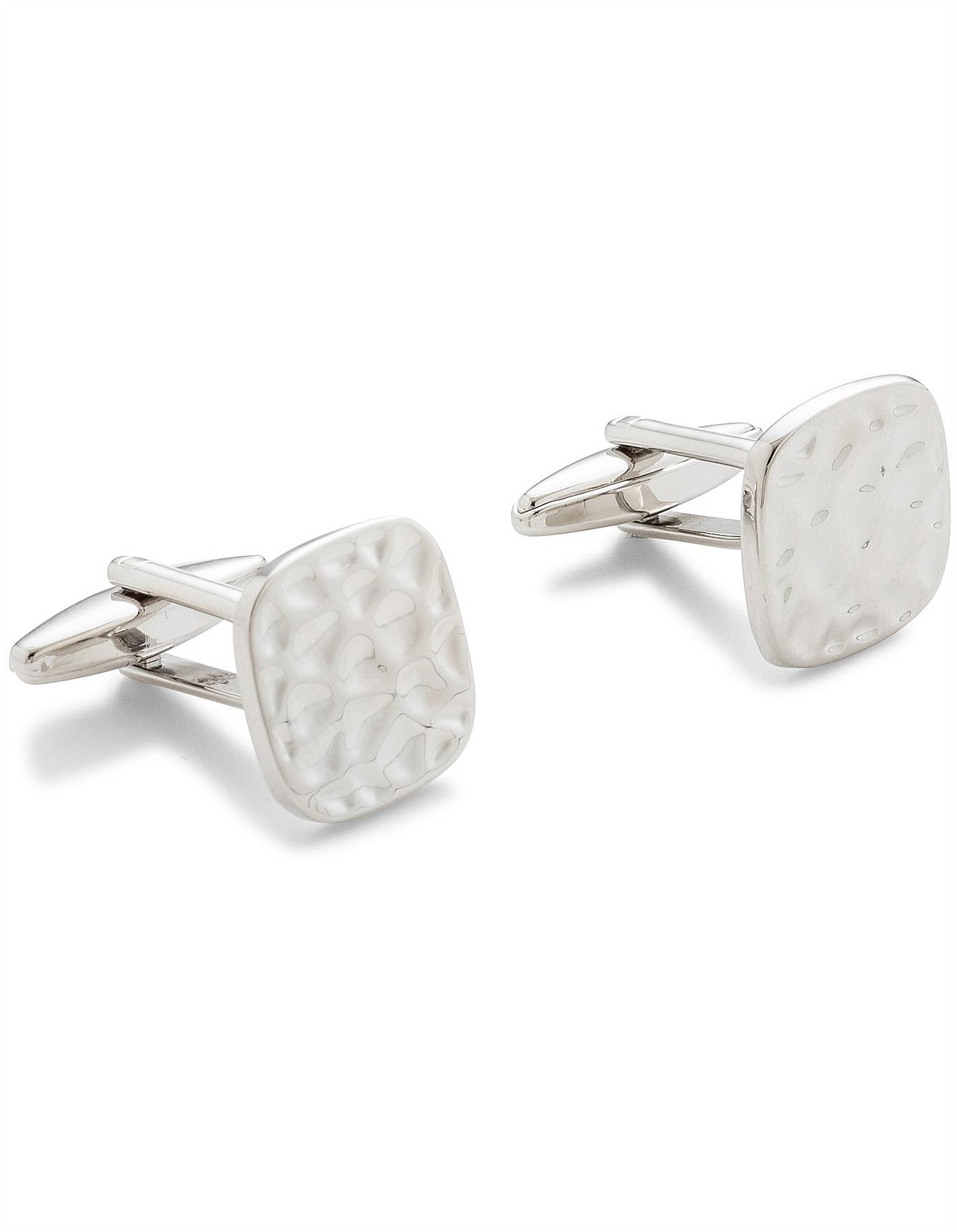Alta Linea Polished Rhodium Plated Cushion Cufflinks | David Jones