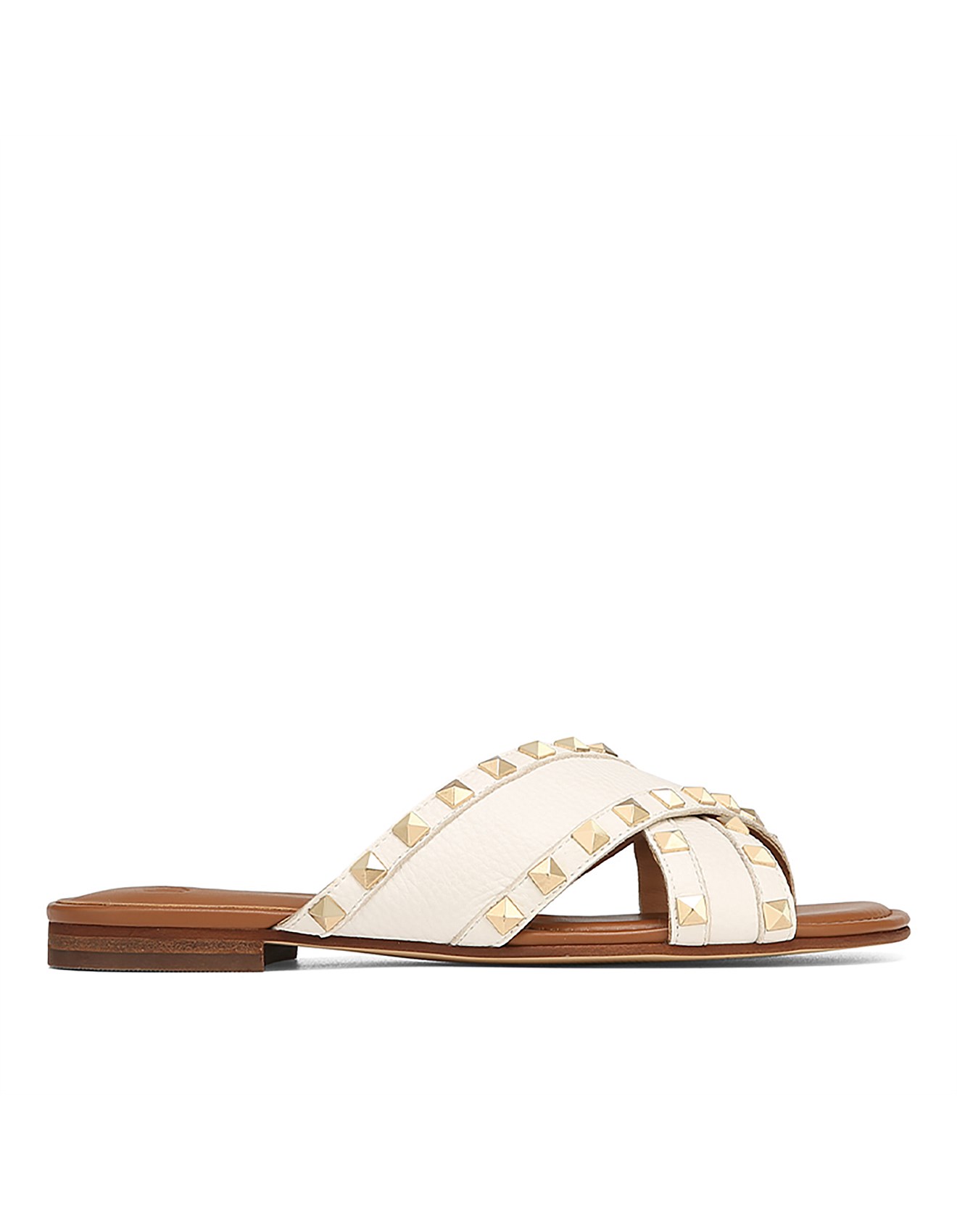 Wittner Calabria White Pebbled Leather Flat Sandal | David Jones
