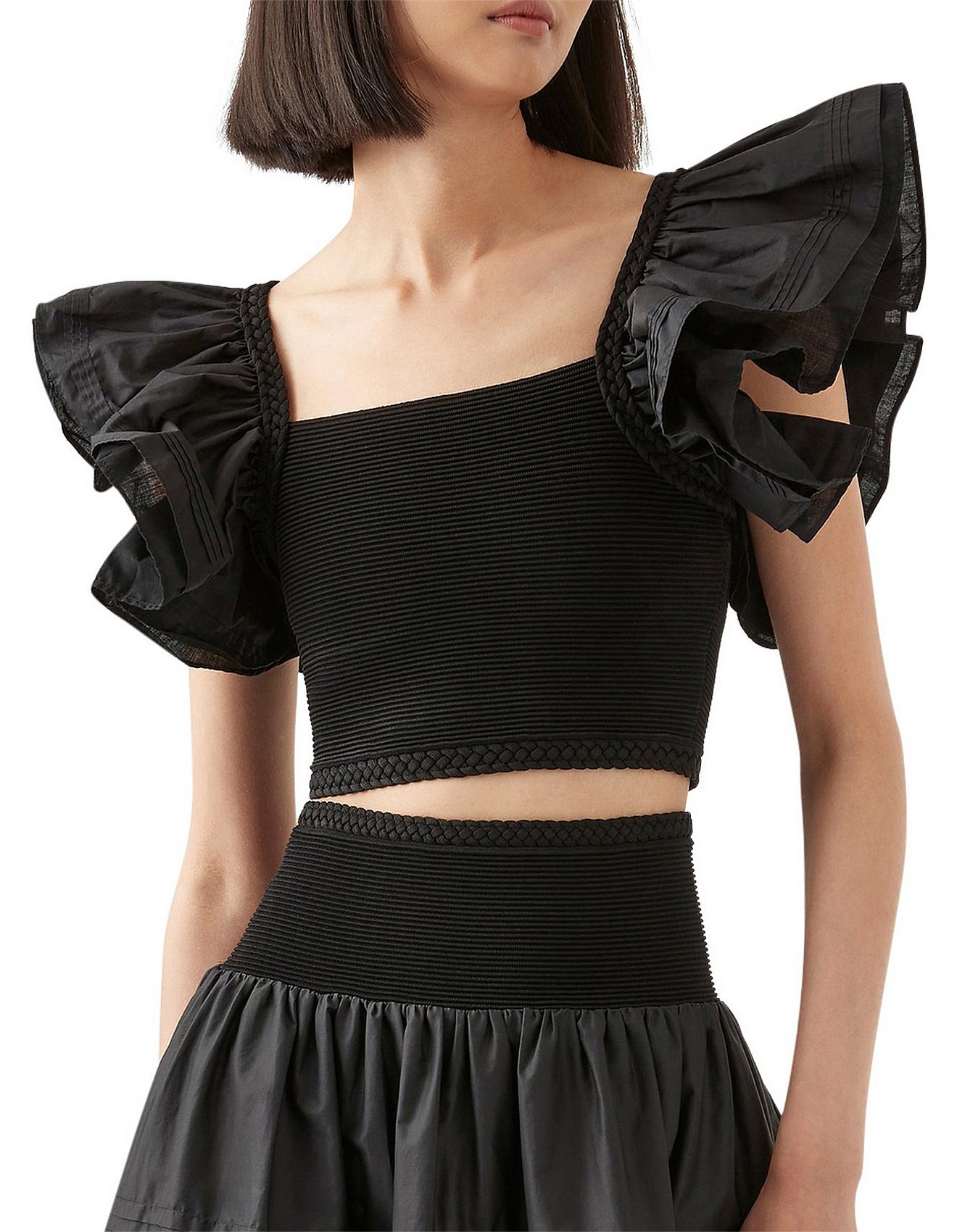 Aje Corinne Knit Bodice Cropped Top | David Jones