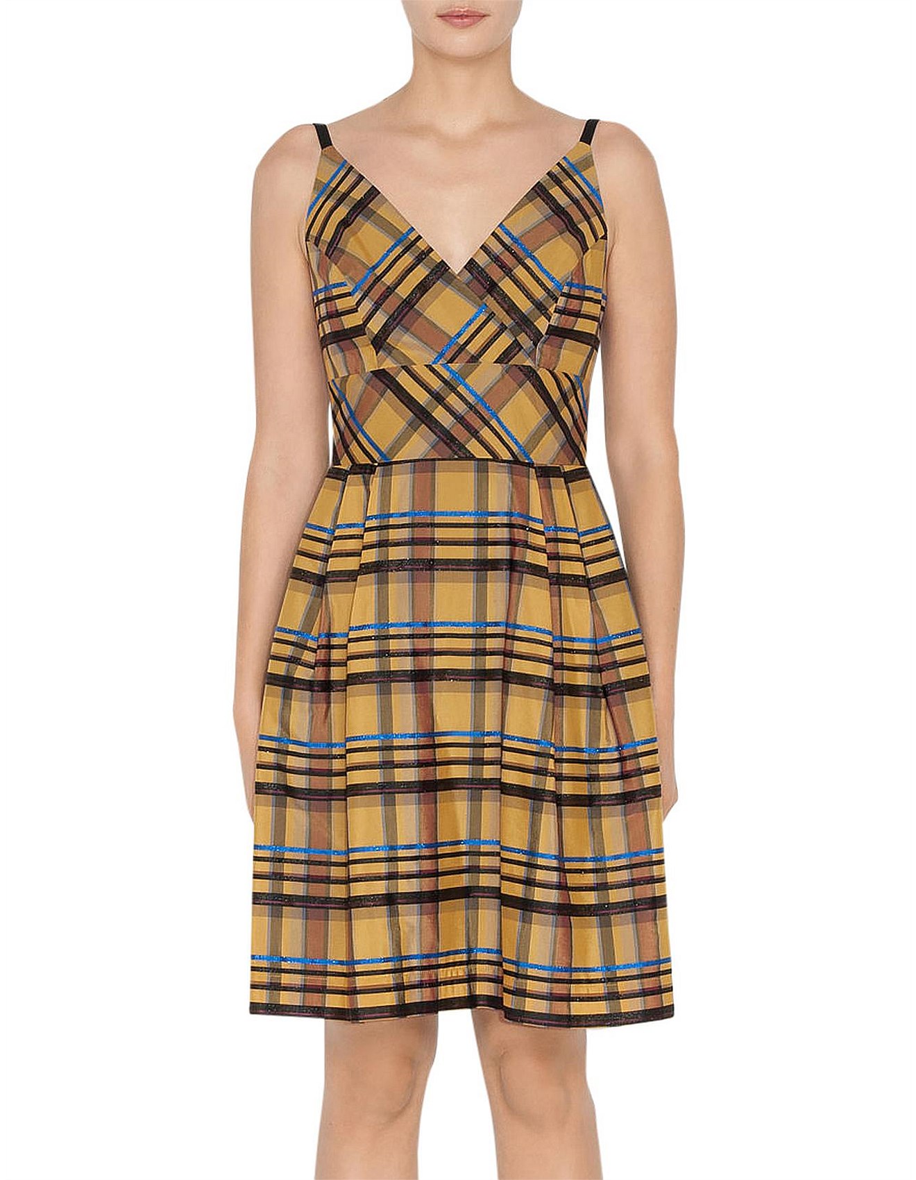 Cue Check Tie Back Dress | David Jones