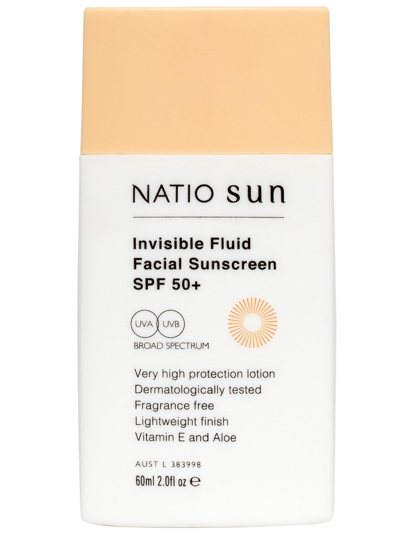 Natio Invisible Fluid Sunscreen Spf 50+ 60ml | David Jones