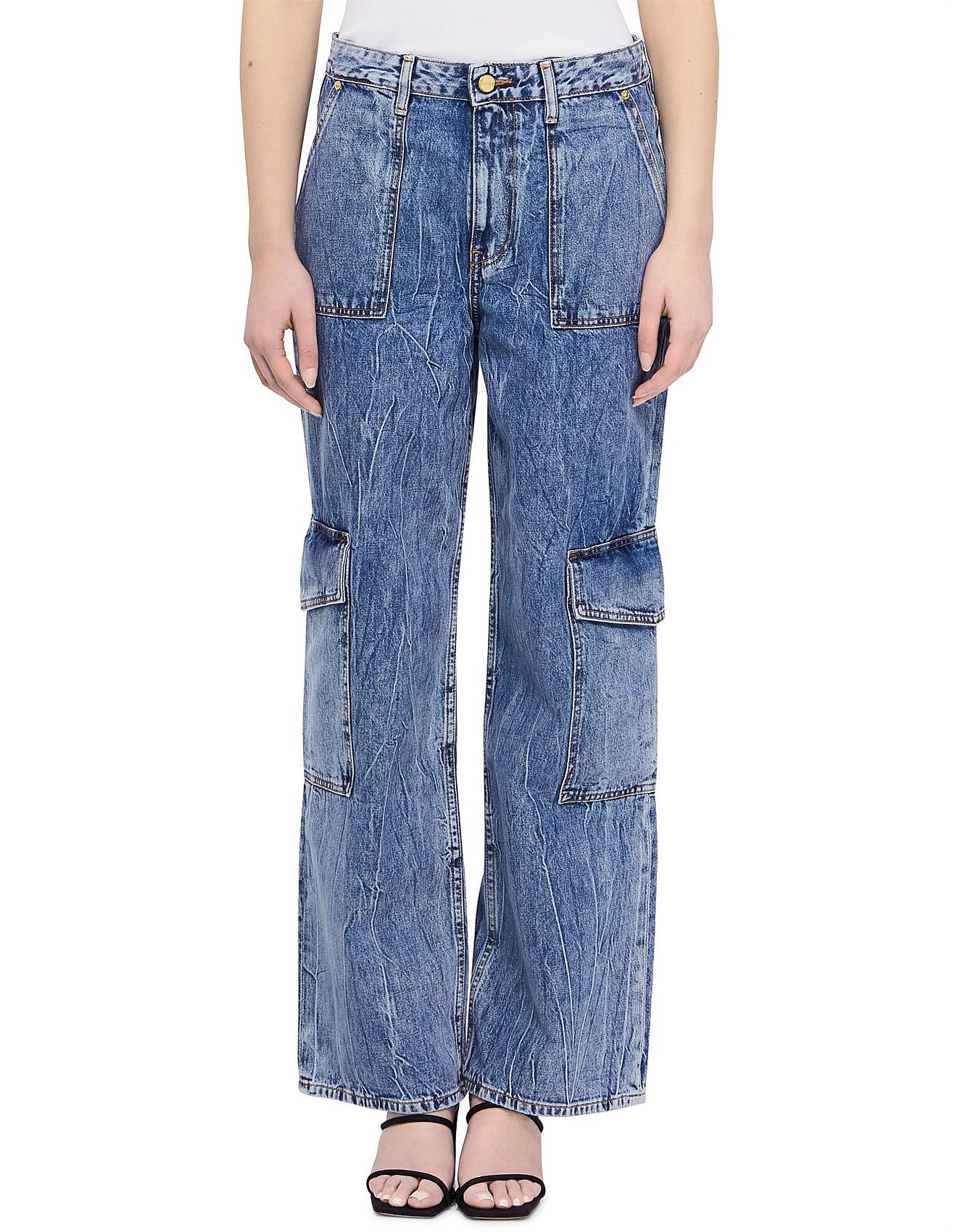 Ganni Crinkle Cargo Denim | David Jones