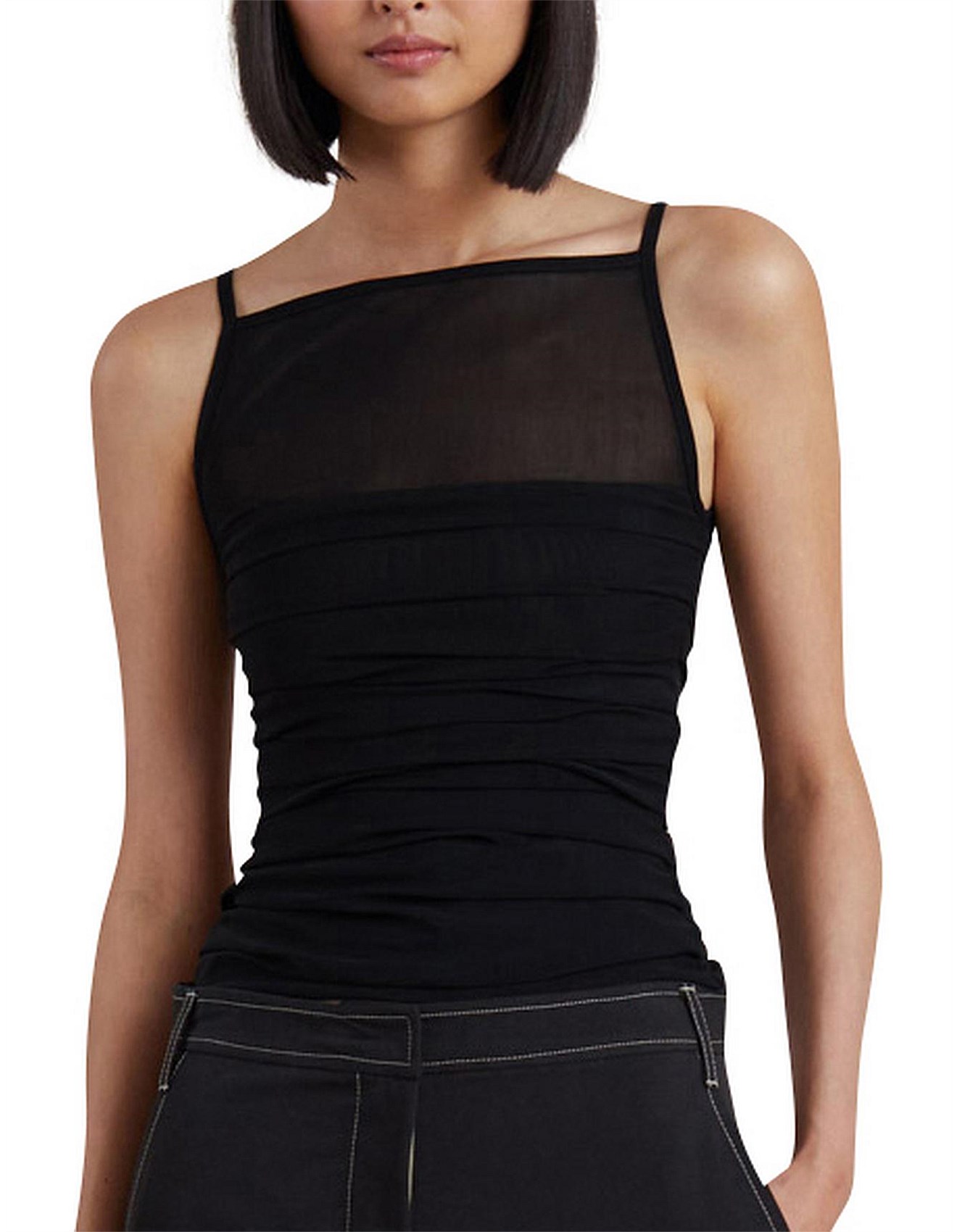 Bec + Bridge Riri Black Cami Top With Sheer Panel | David Jones