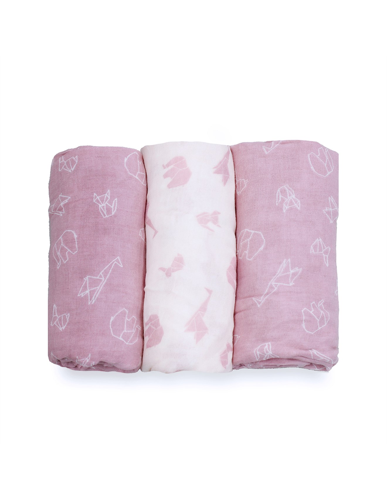 Bubba Blue Origami Bamboo 3pk Muslin Wraps | David Jones