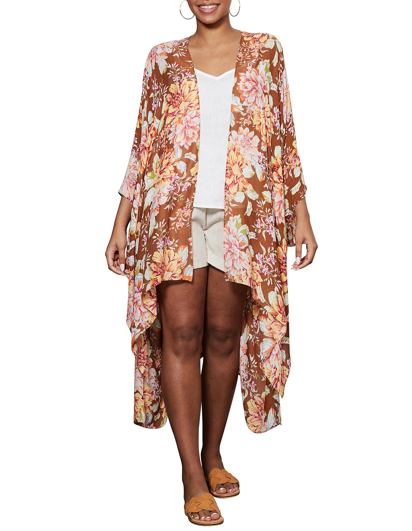 Eb&ive Alma Asymmetrical Floral Cape | David Jones