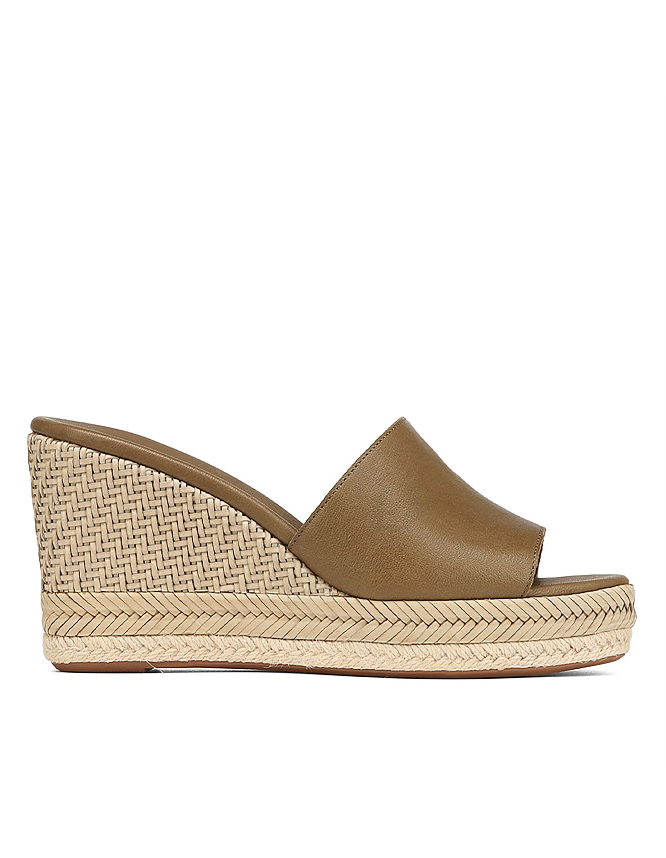 Wittner Verrier Khaki Leather Espadrille Wedge Heel Sandal | David Jones