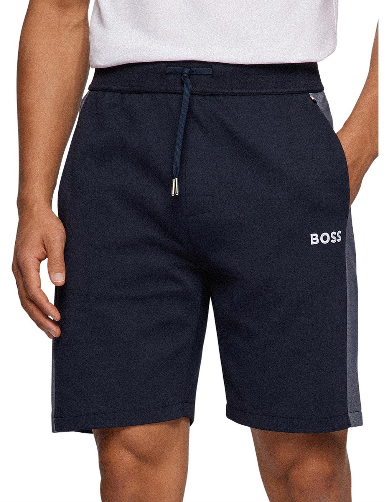 Boss Cotton-blend Shorts With Logo and Contrast Inserts | David Jones