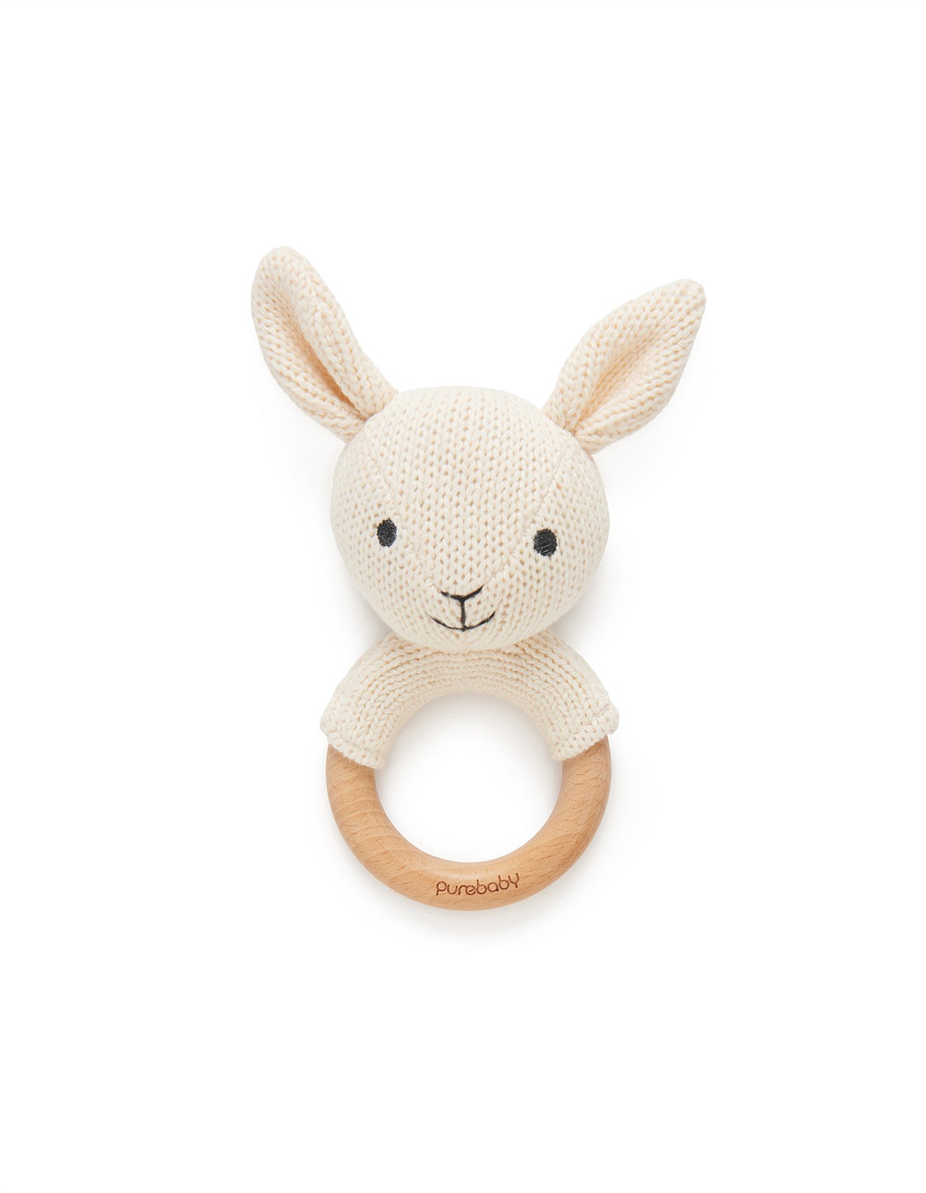 Purebaby Knitted Rabbit Rattle | David Jones