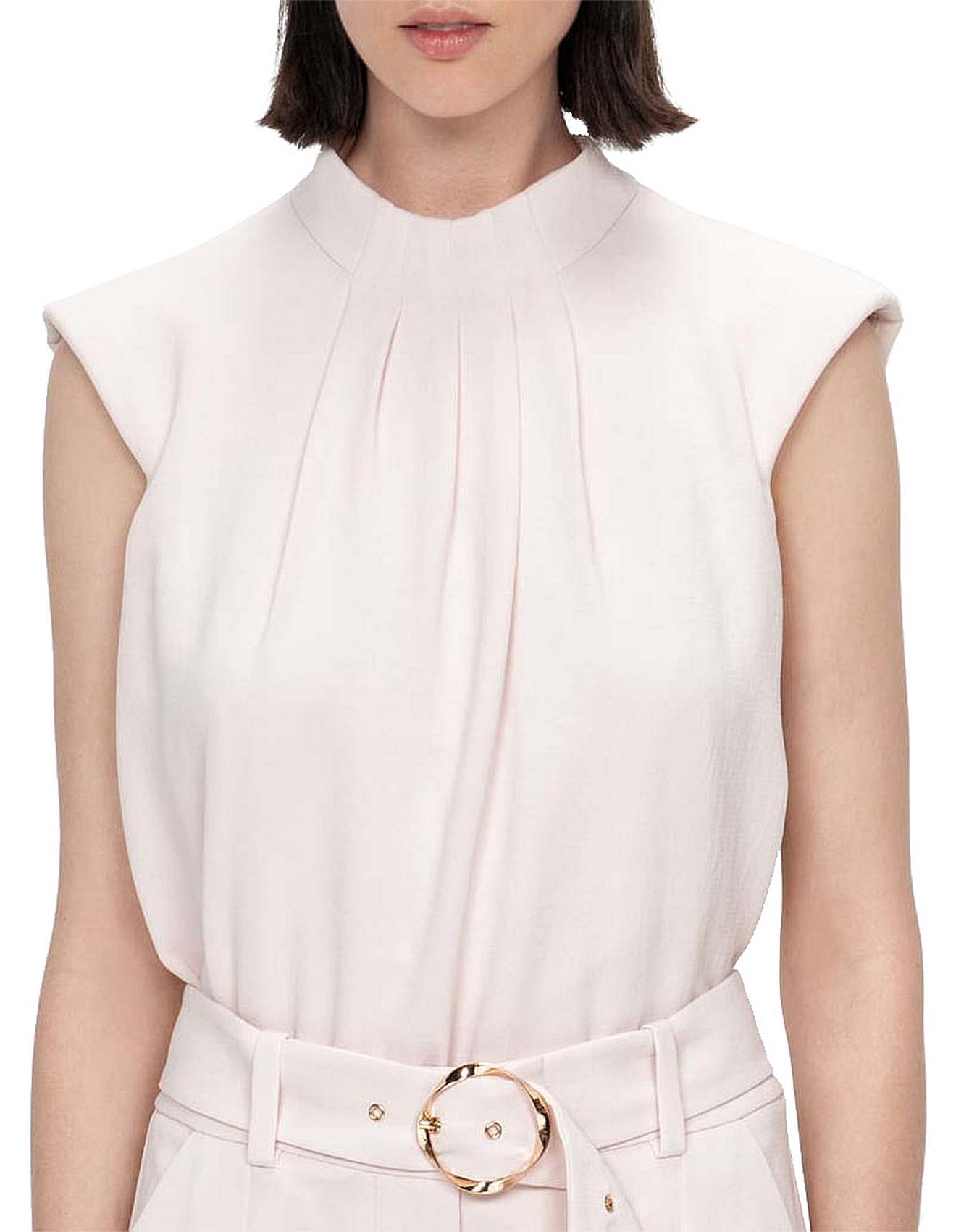 Veronika Maine Minimal Crepe Shoulder Pad Top | David Jones