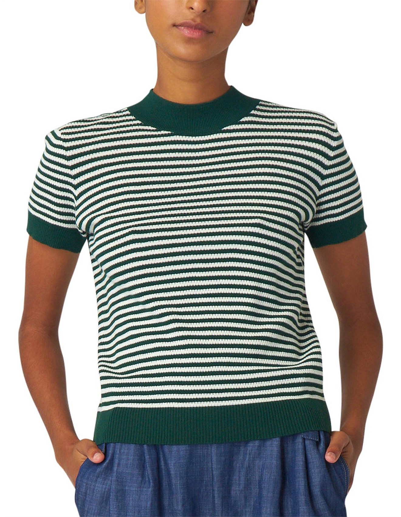 Sylvester Waffle Stripe Long Sleeve Top | David Jones