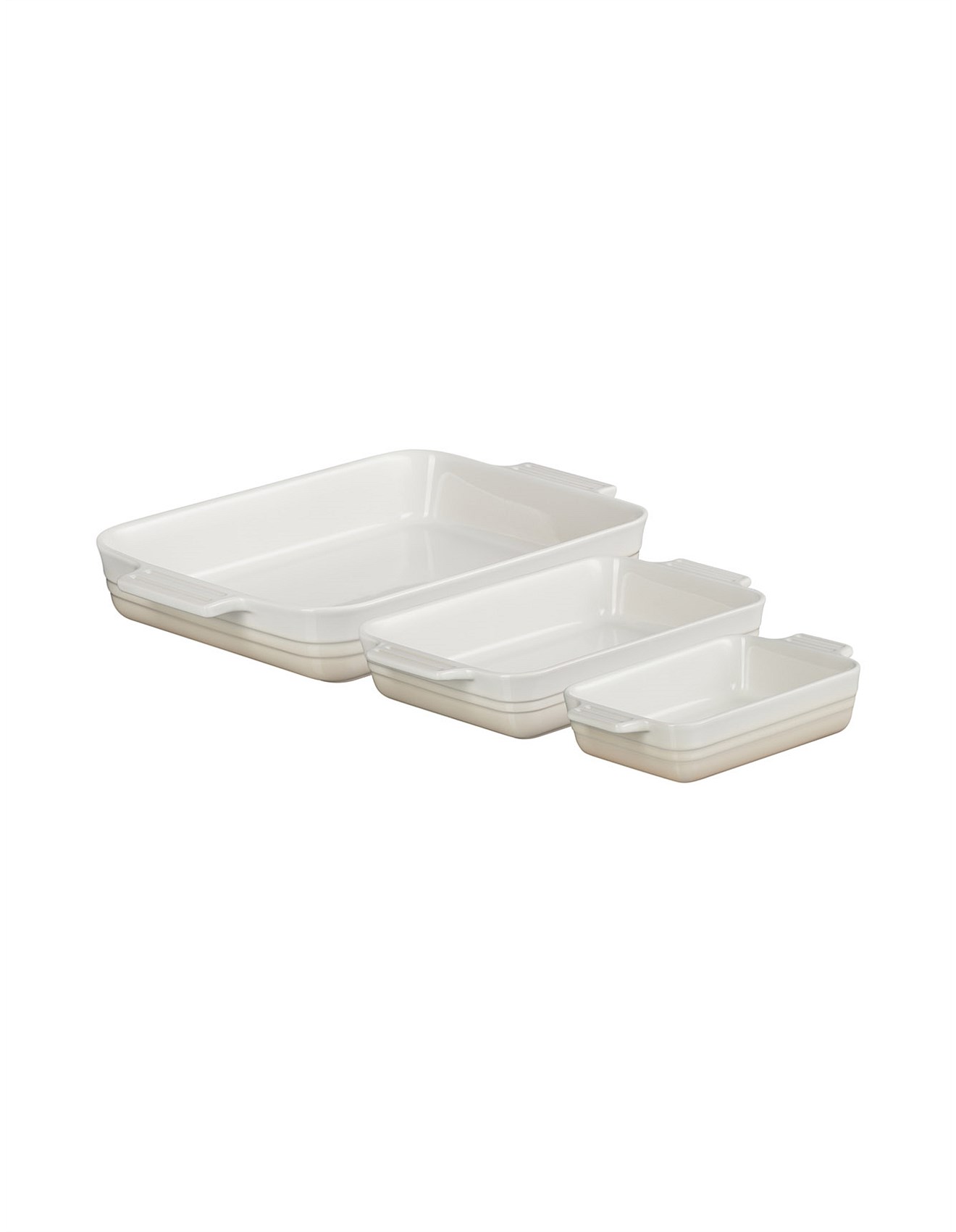 Le Creuset 3pce Classic Rectangular Dishes 18/26/32cm Meringue | David ...