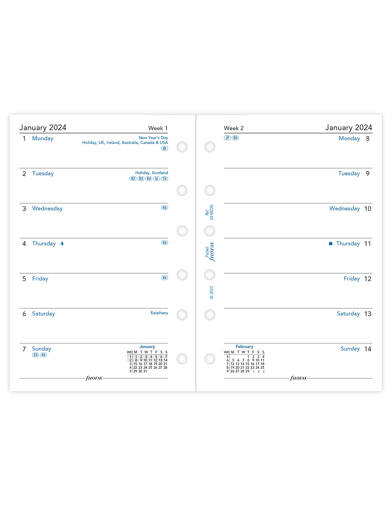 Filofax Filofax -Refills 2023 -Two Week To View -Pocket | David Jones