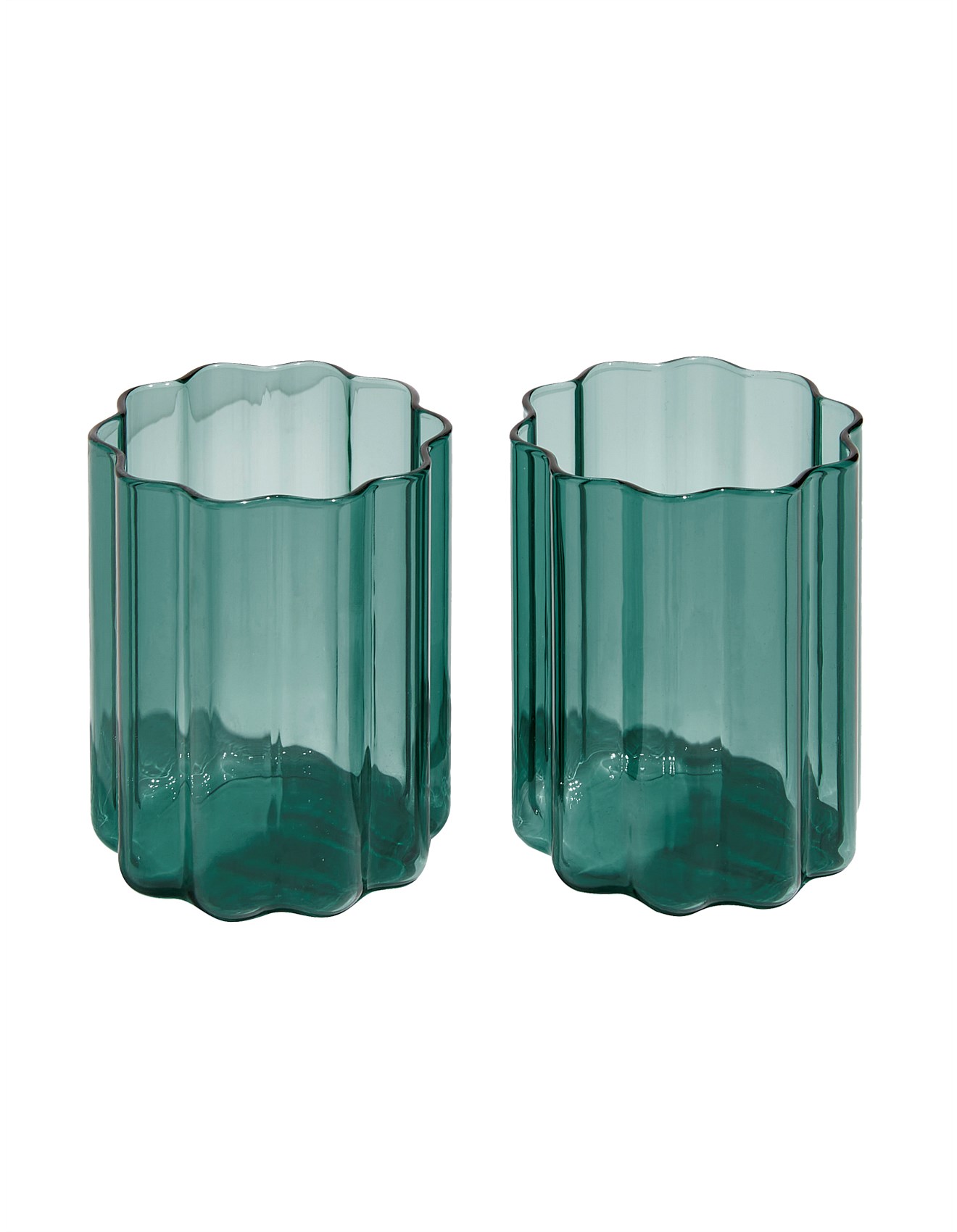 Fazeek Wave Glass Set Of 2 In Teal | David Jones