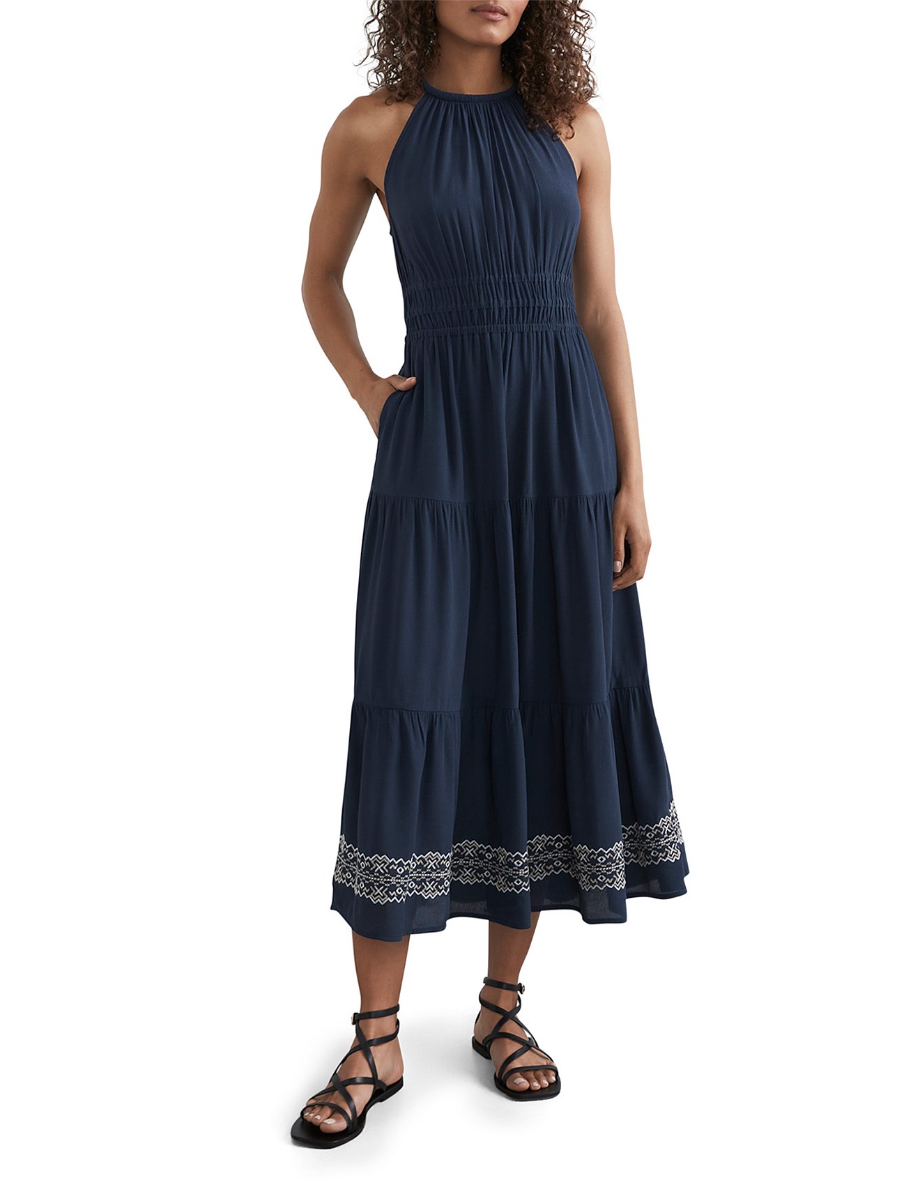 French Connection Embroidered Halter Neck Dress | David Jones