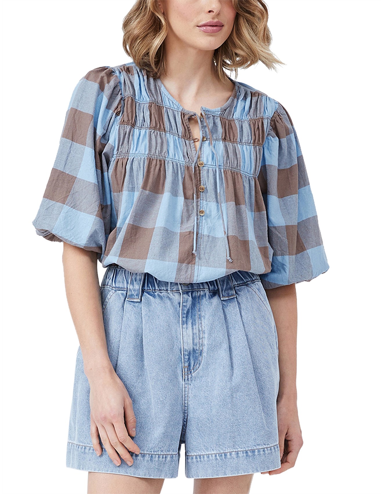 Ceres Life Shirred Tie Tunic In Cotton Linen Blend | David Jones