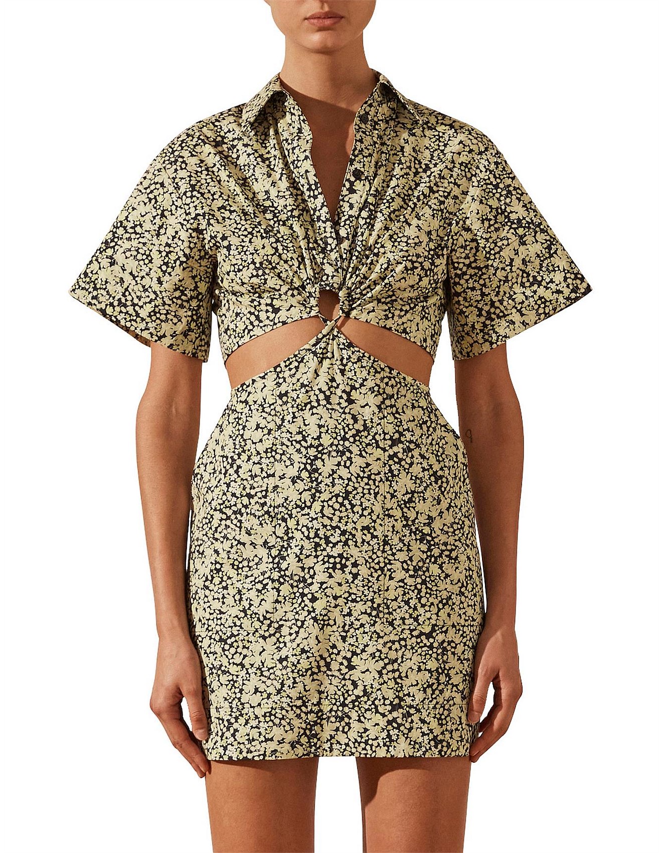 Shona Joy Tracey Short Sleeve Keyhole Mini Dress | David Jones