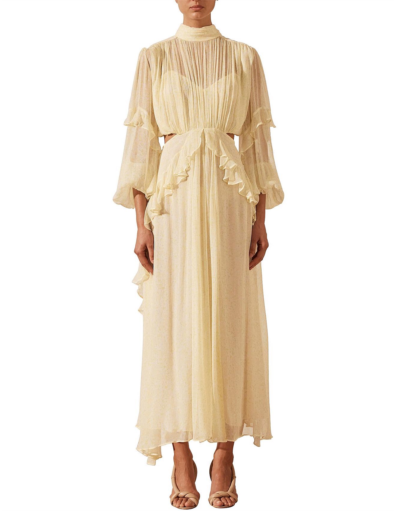 Shona Joy Gina High Neck Ruffle Midi Dress | David Jones