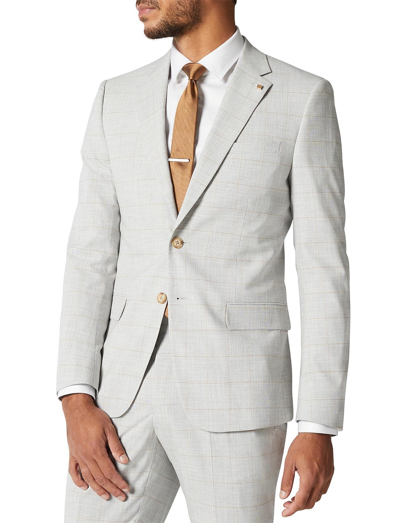 Politix Slim Stretch Windowpane Check Tailored Jacket | David Jones