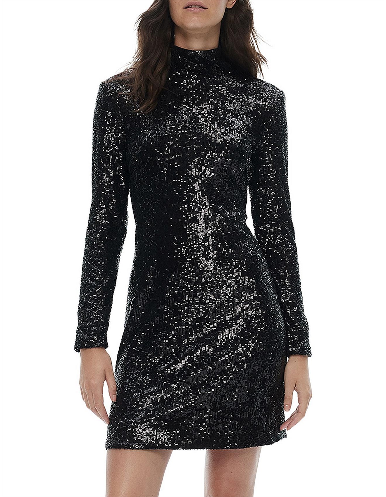 Witchery Sequin Mock Neck Dress | David Jones