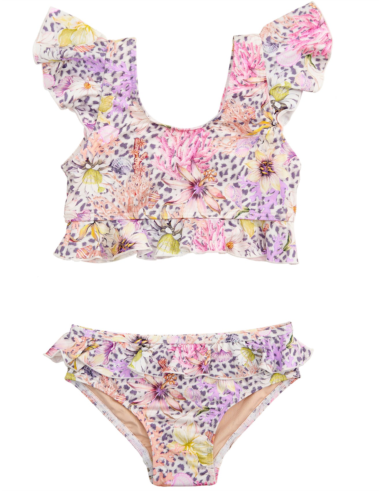 Aqua Blu Frill Bikini Set (girls 2-7) | David Jones