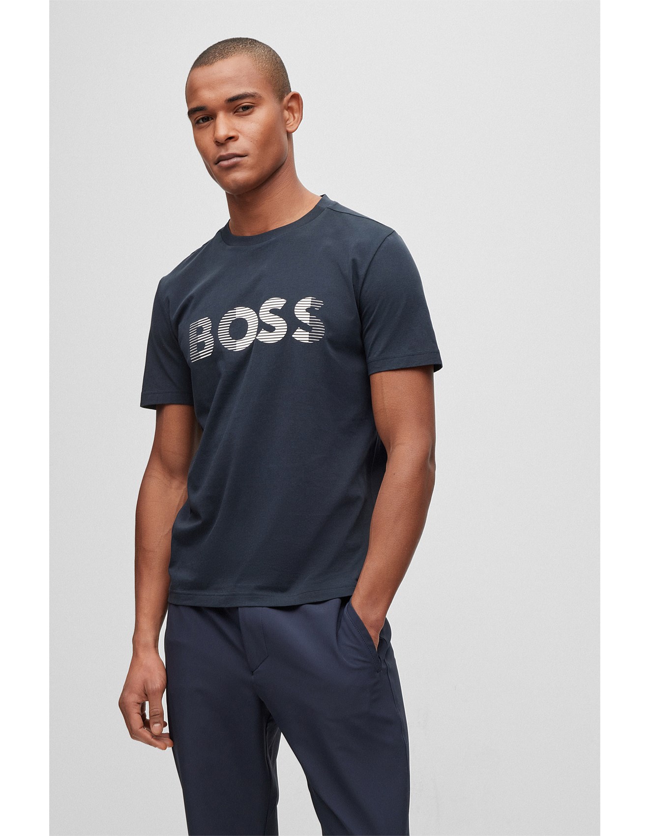 Boss Tonal-logo T-shirt In Cotton Jersey | David Jones