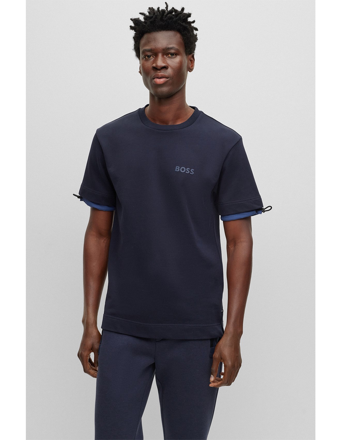 Boss Tonal-logo T-shirt In A Cotton Blend | David Jones