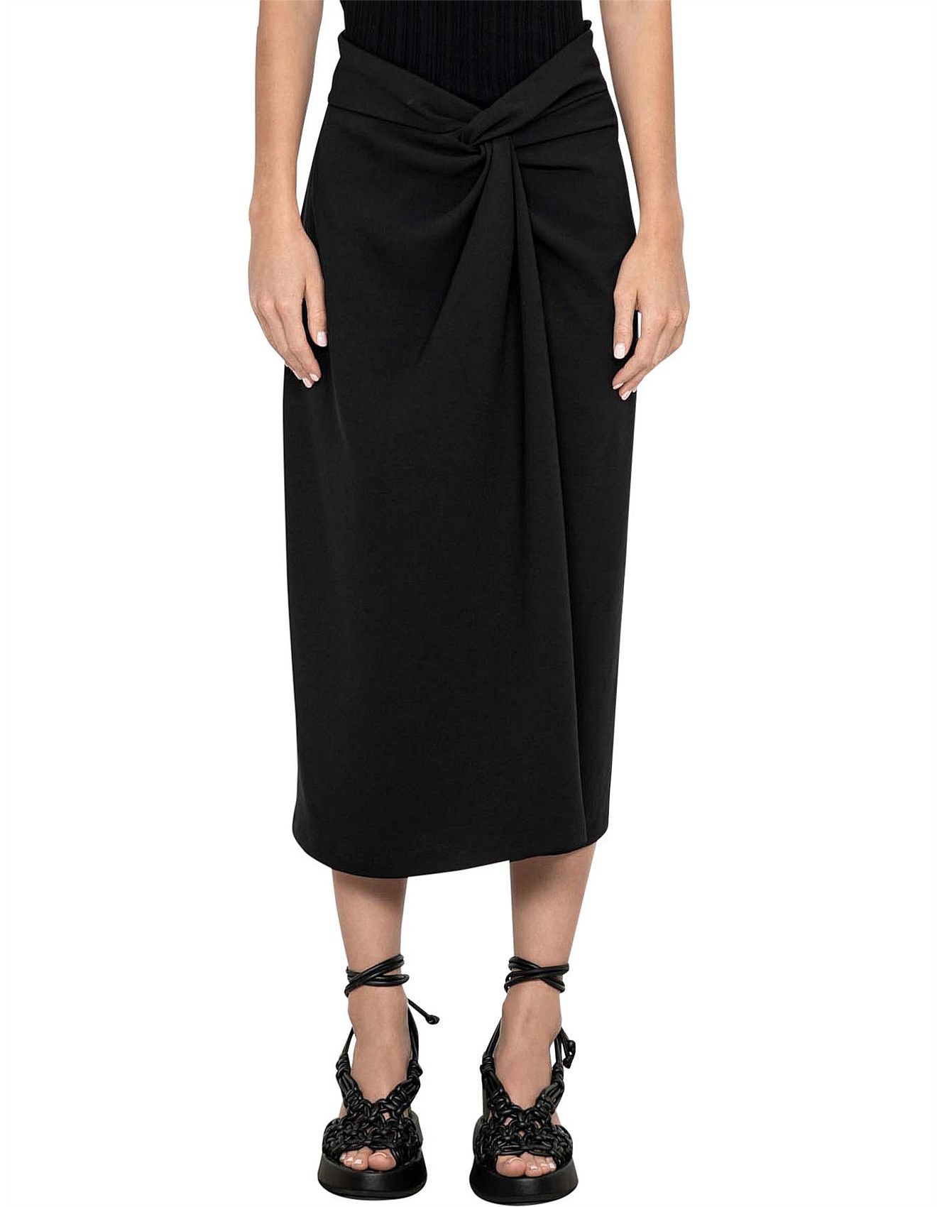 Veronika Maine Washed Crepe Twist Pencil Skirt | David Jones