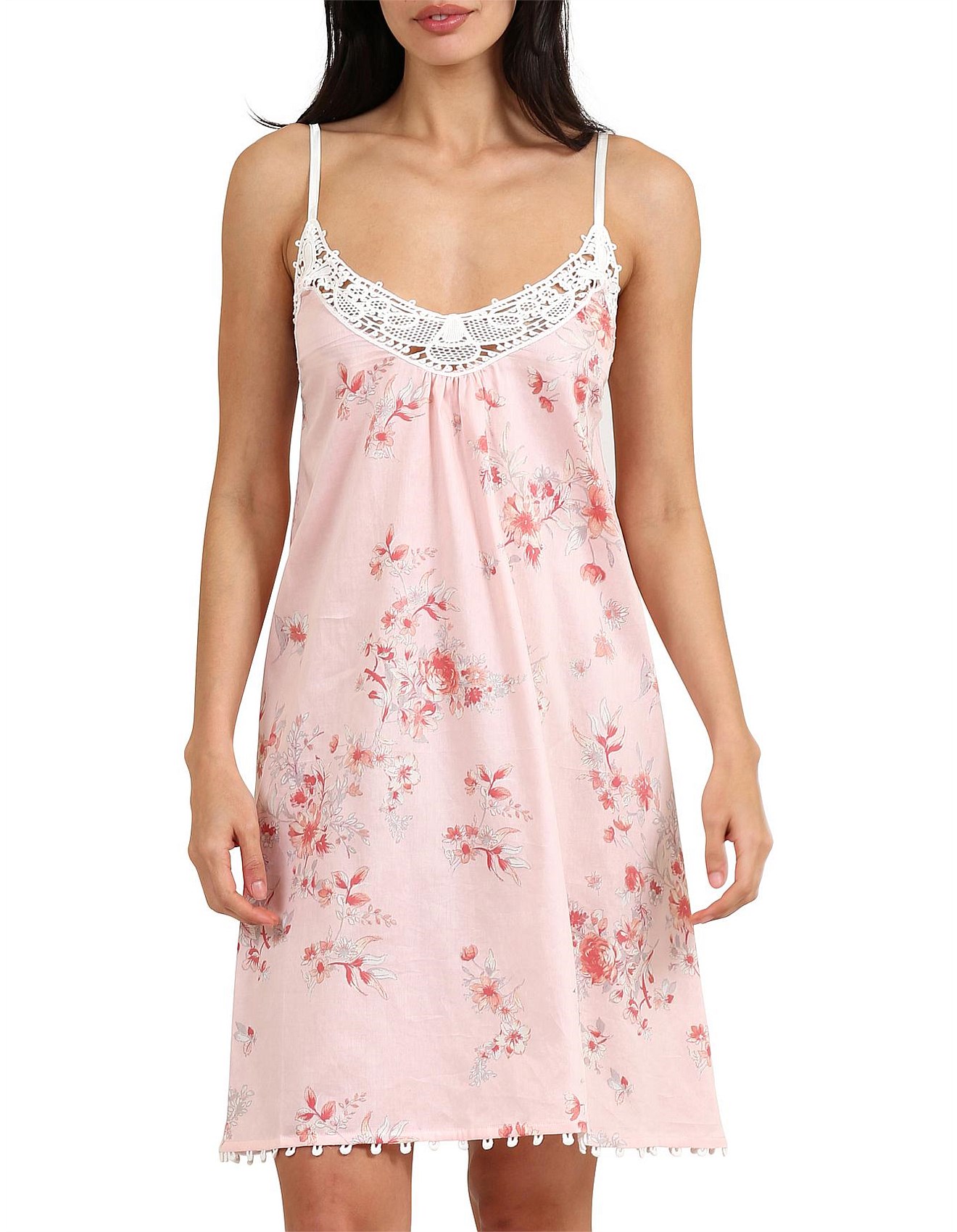 Papinelle Jardin Lace Front Sleeveless Midi Nightie | David Jones