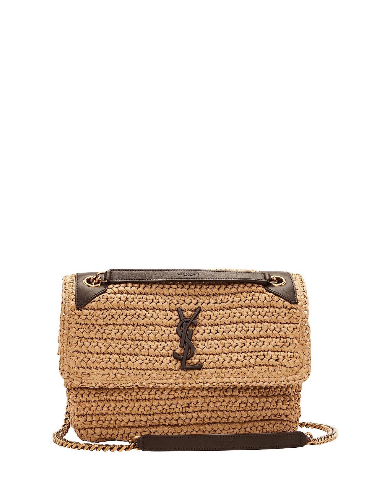 Saint Laurent Niki Ysl Medium Raffia Bag | David Jones