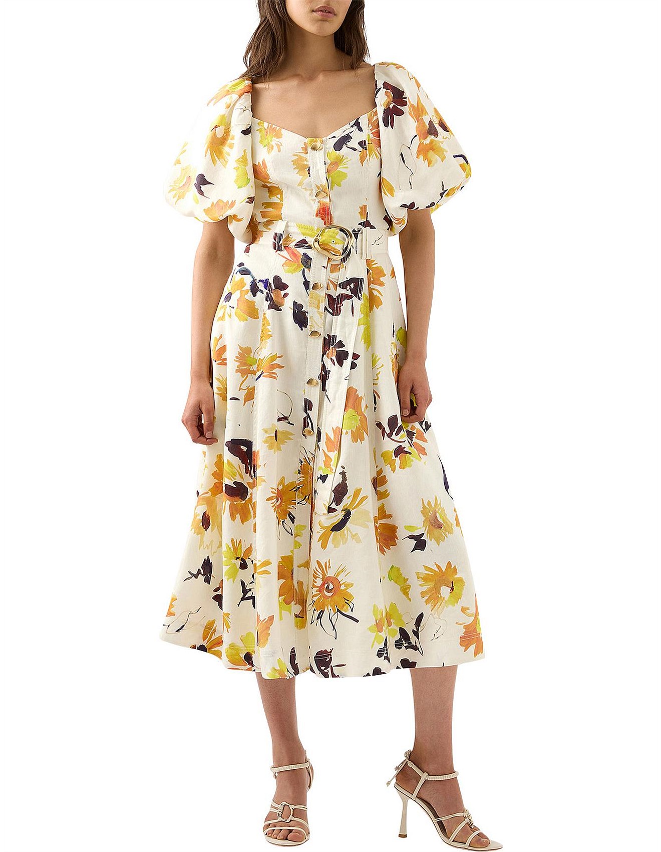 Aje Soleil Belted Midi Dress | David Jones