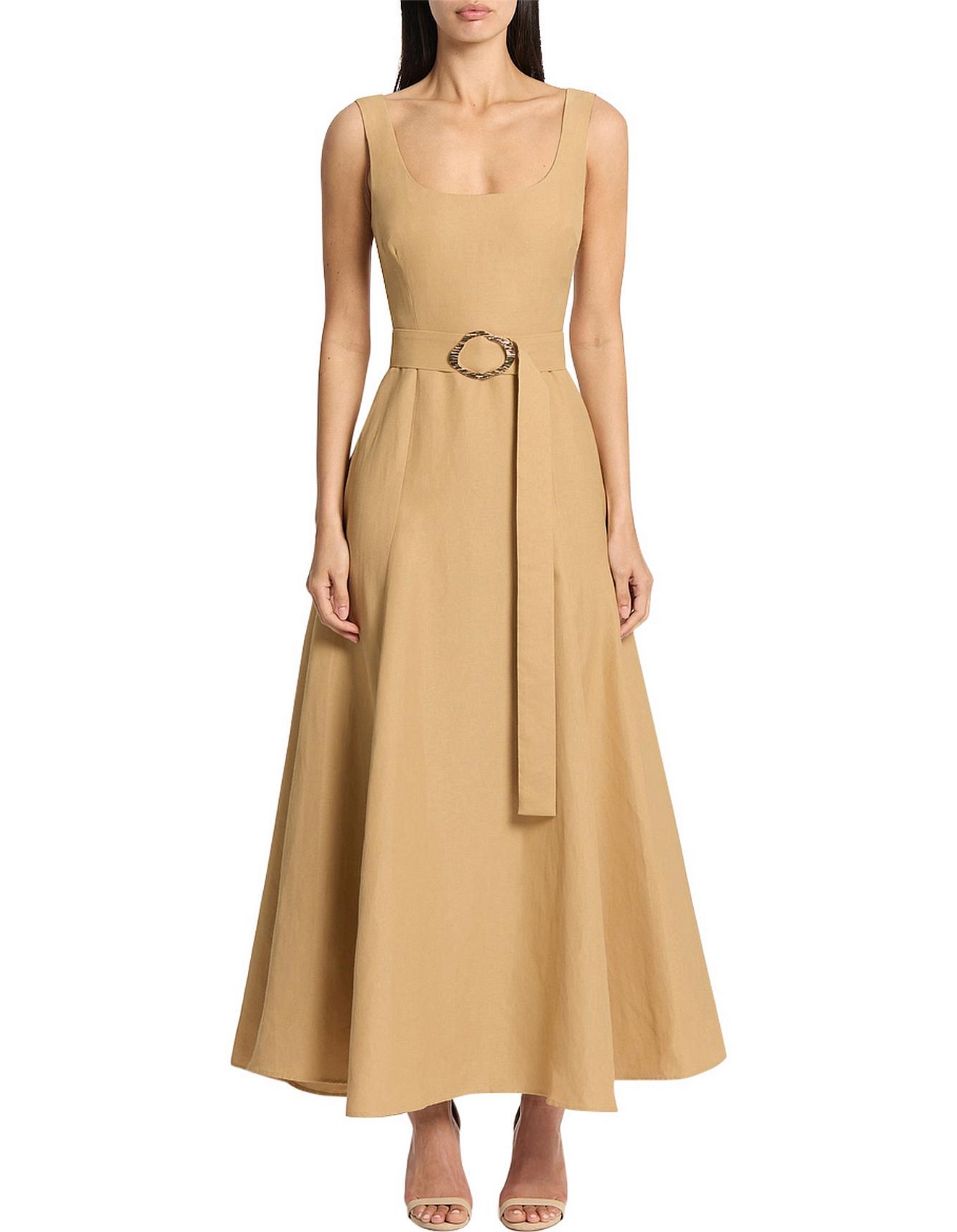 Carla Zampatti Italian Linen Fluted Dress | David Jones