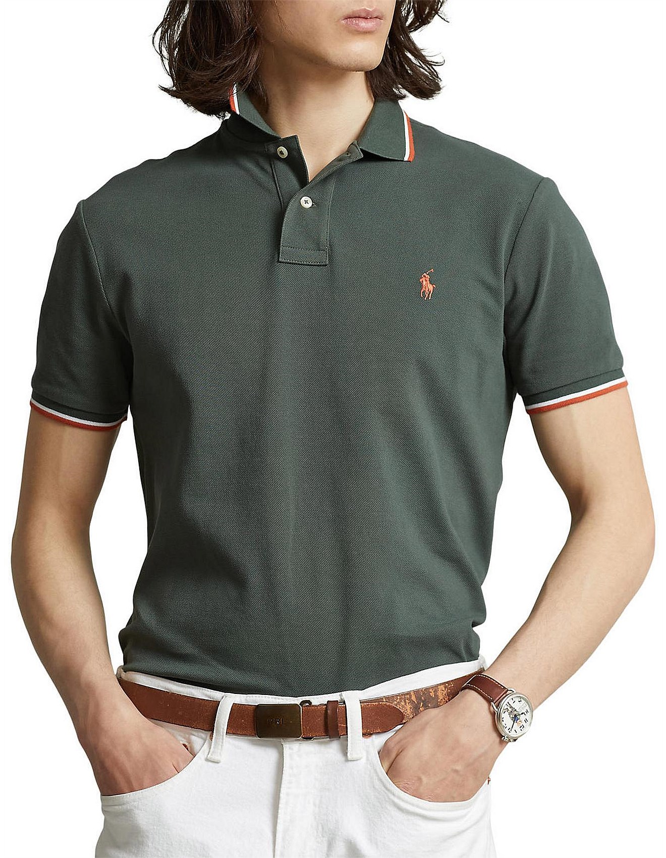 Polo Ralph Lauren Custom Slim Fit Mesh Polo Shirt | David Jones