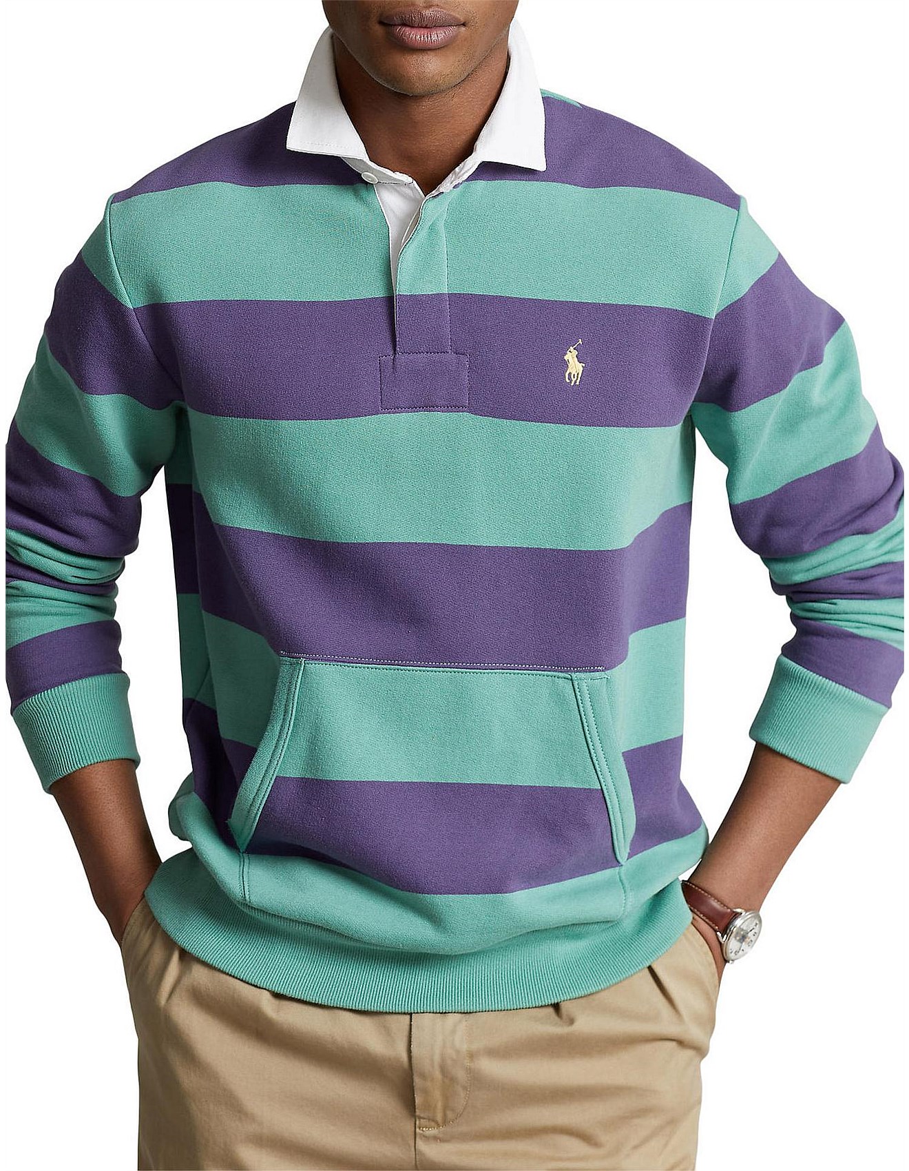 Polo Ralph Lauren Striped Fleece Rugby Shirt | David Jones