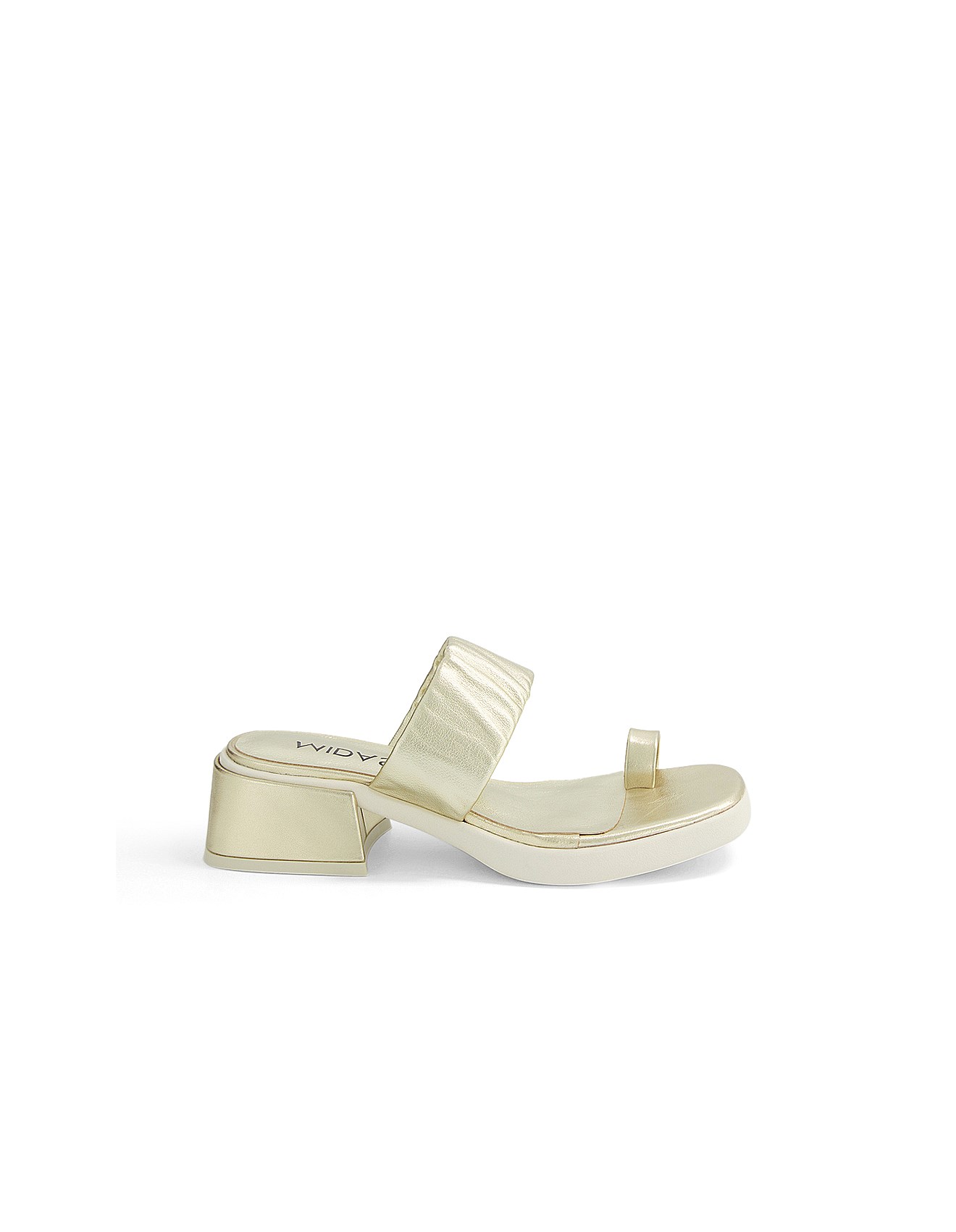 Midas Parta Pale Gold White Leather Slides | David Jones