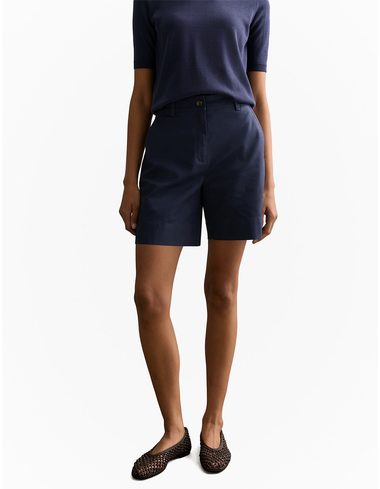 Trenery Stretch Cotton Double Cloth Short | David Jones