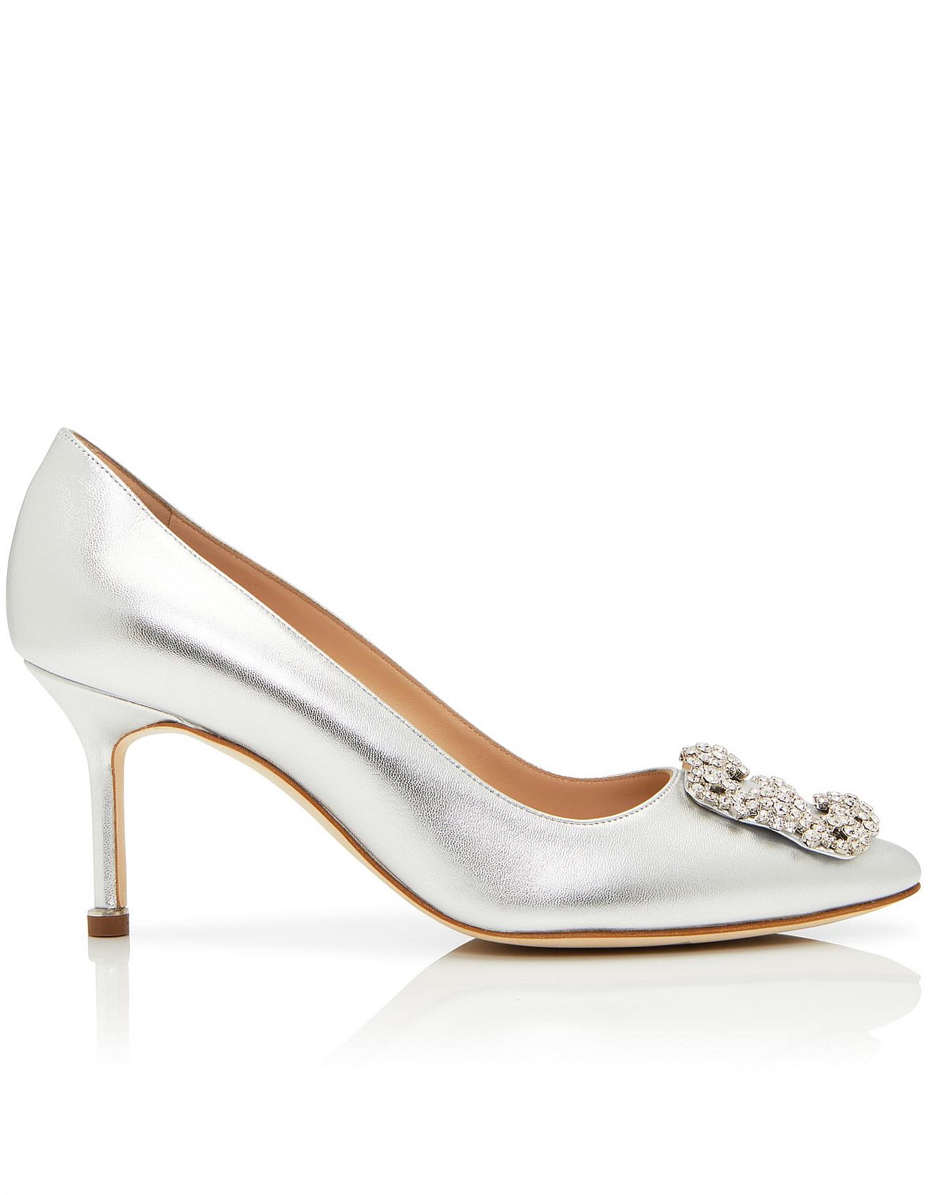 Manolo Blahnik Hangisi Classic Buckle Metallic Nappa Pump 70 | David Jones